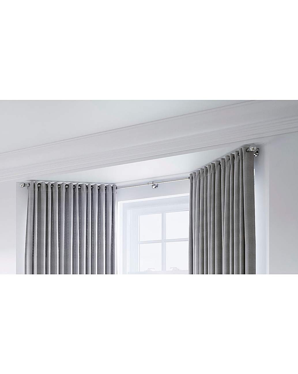 28mm Eyelet Bay Window Curtain Pole J D Williams