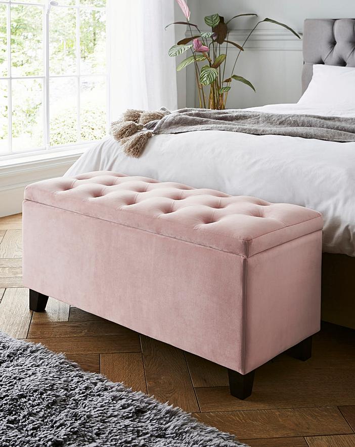 Freya Velvet Storage Ottoman J D Williams