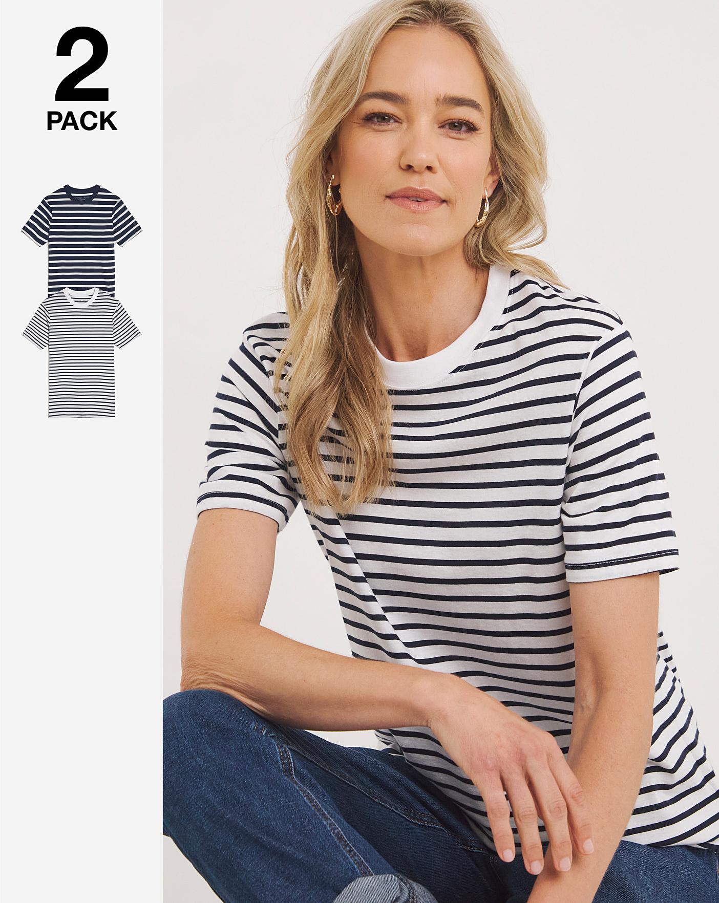 2 Pack Stripe Crew Necks | Ambrose Wilson