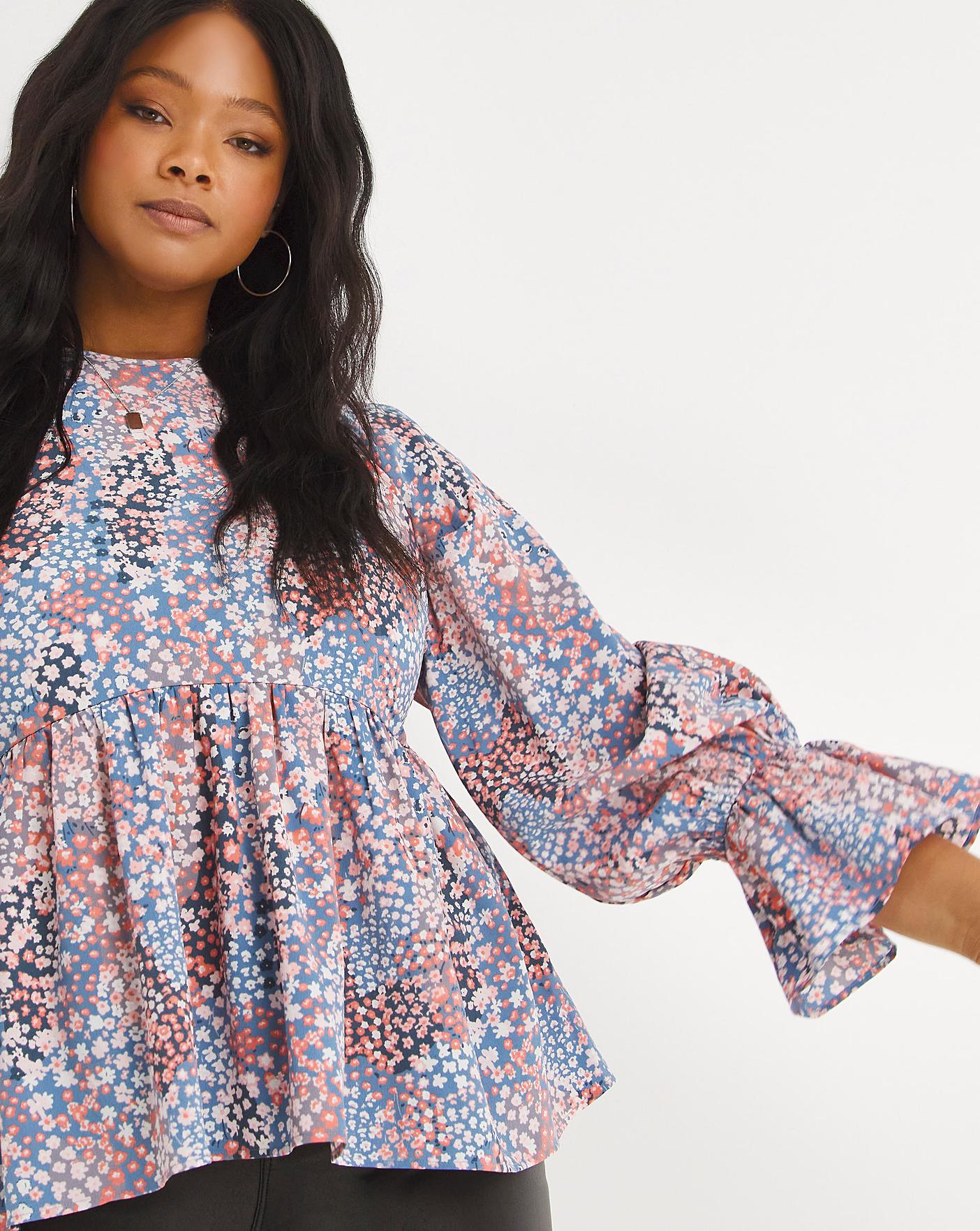 Floral Long Sleeve Smock Blouse | Fashion World