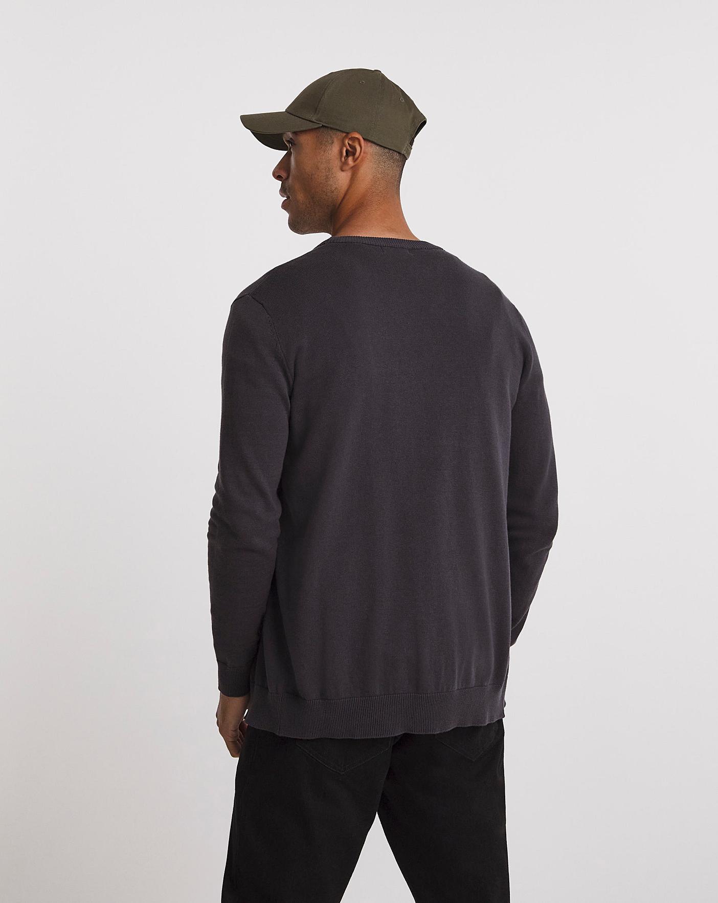 Charcoal Cotton Knitted Cardigan | Premier Man