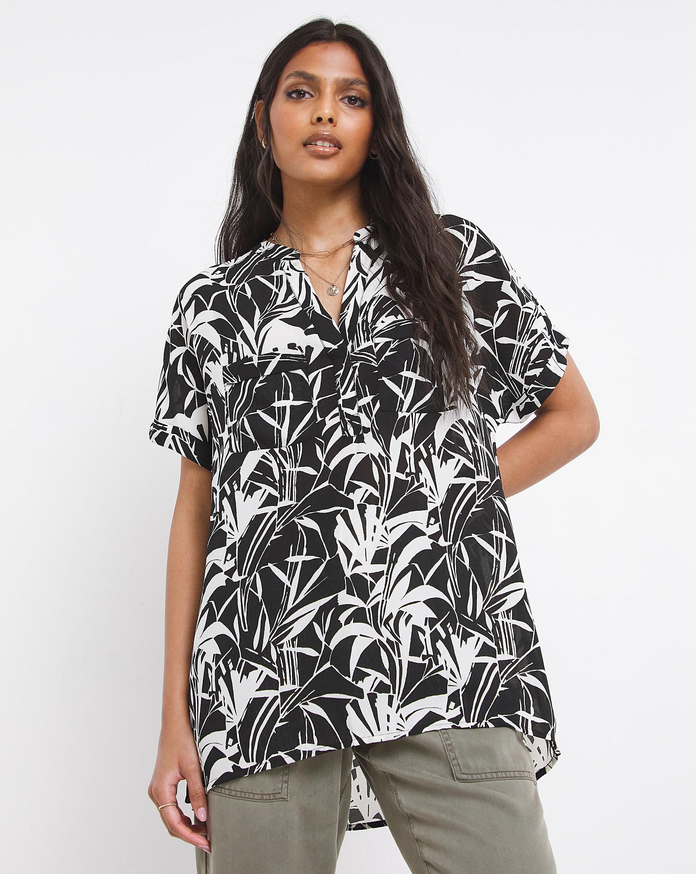 Mono Print Pocket Front Blouse | Premier Man