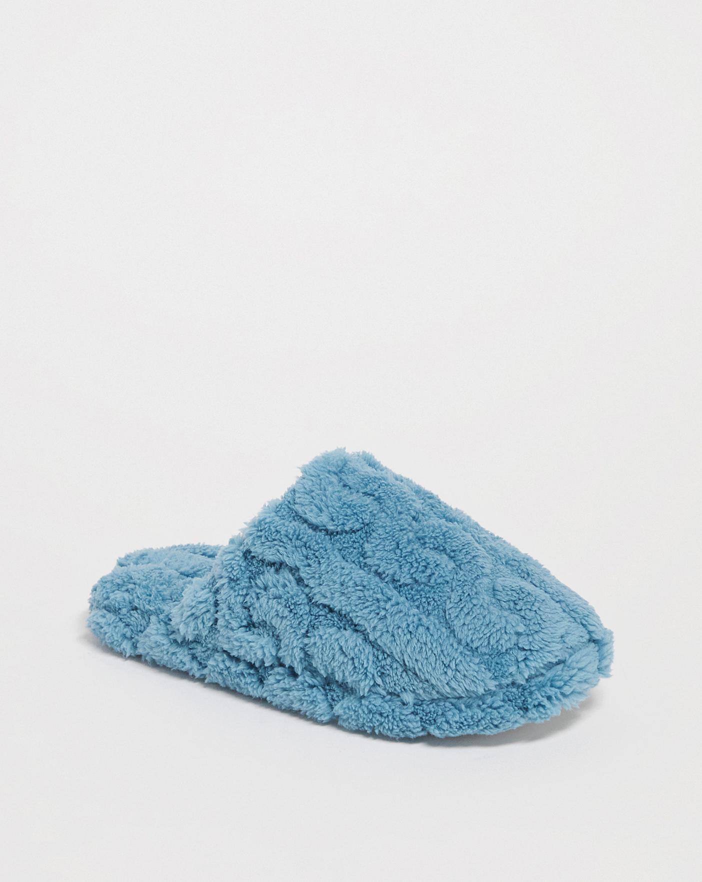 Fluffy Aran Mule Slipper EEE Fit | Fashion World