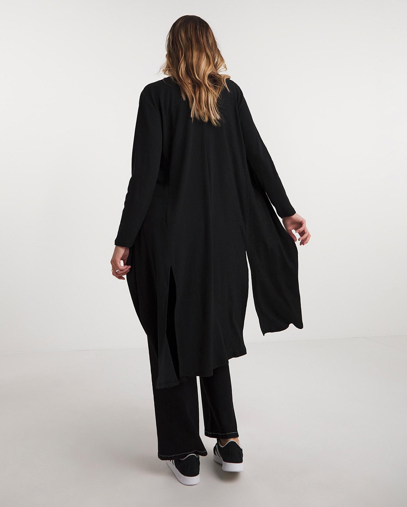 Black Ribbed Longline Cardigan | Fashion World