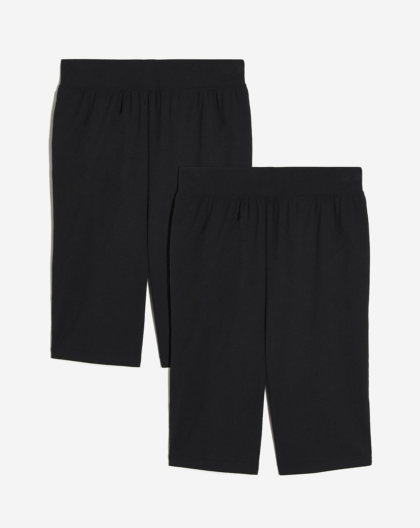 2 Pack Black Cotton Cycling Shorts | Marisota
