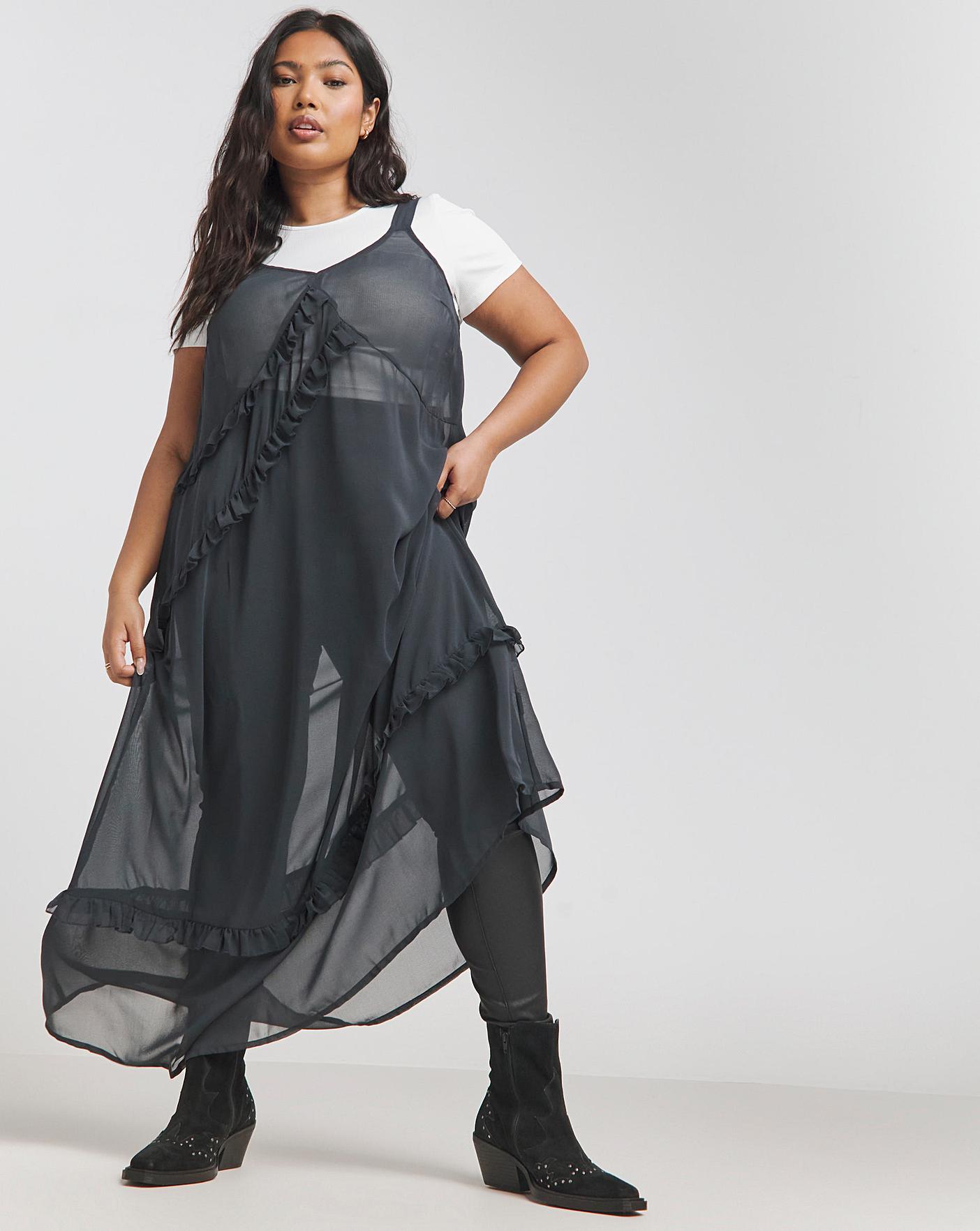 Charcoal Ruffle Cami Dress | Fashion World