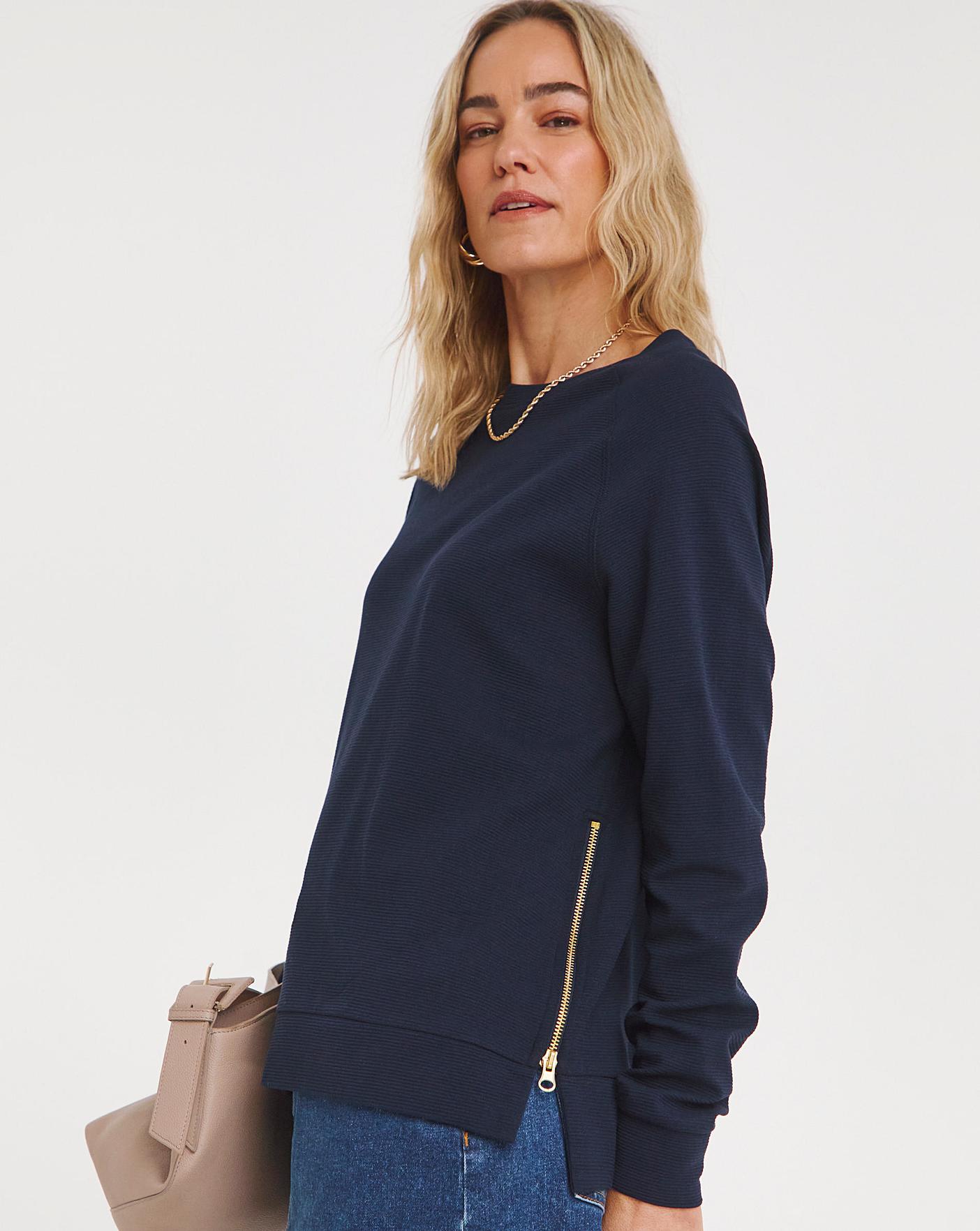 Navy Ottoman Half Zip Sweatshirt | Fashion World