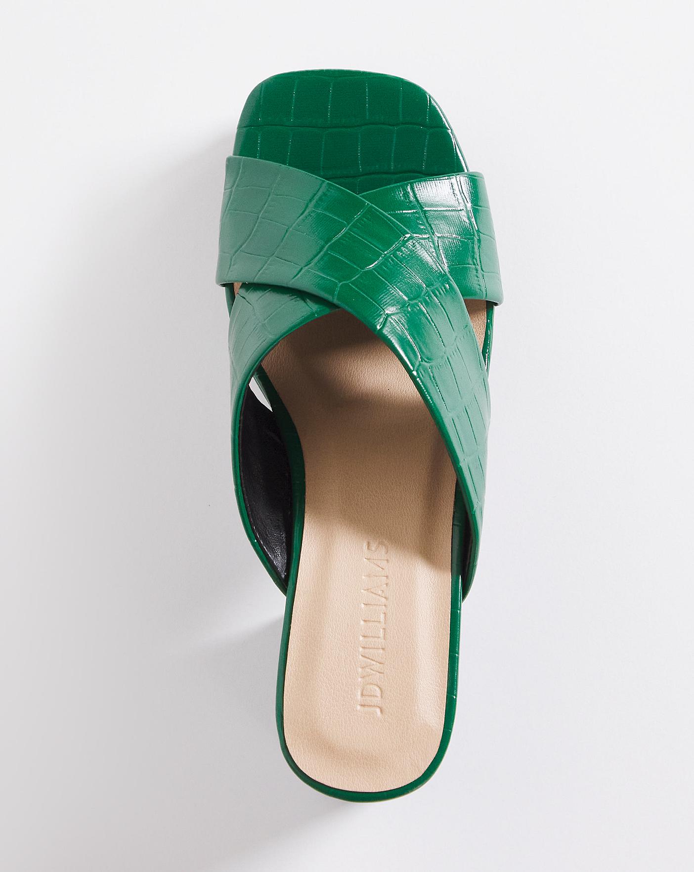 Green Crossover Vamp Platform Mule E Fit | Oxendales