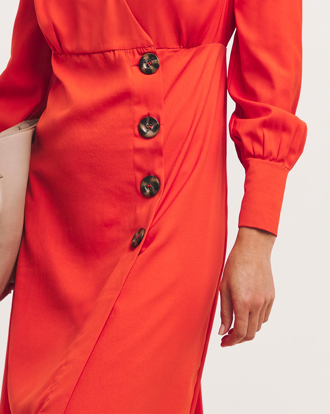 Asymmetric Wrap Button Tea Dress | Fashion World