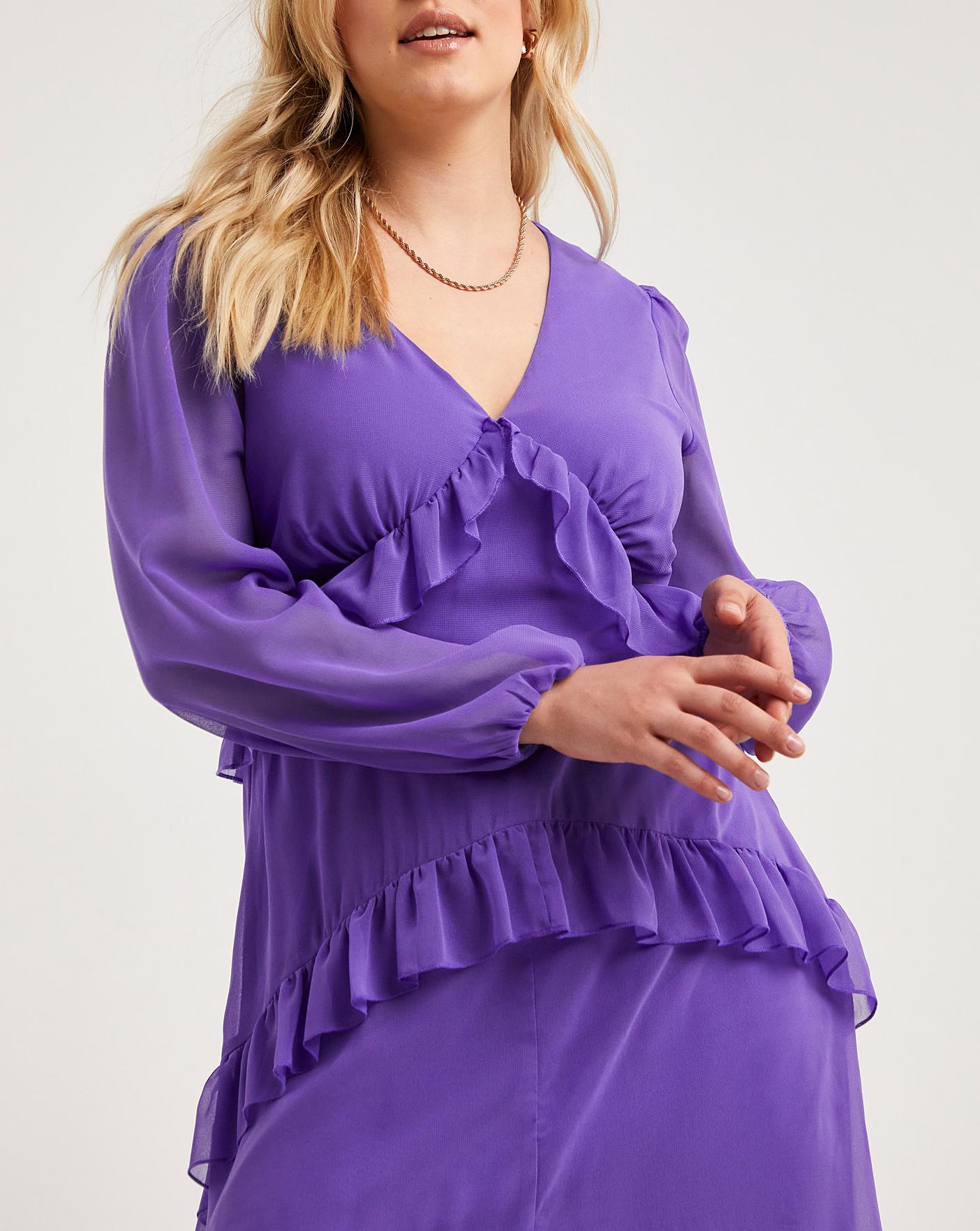 Purple Frill Maxi Dress | Fashion World