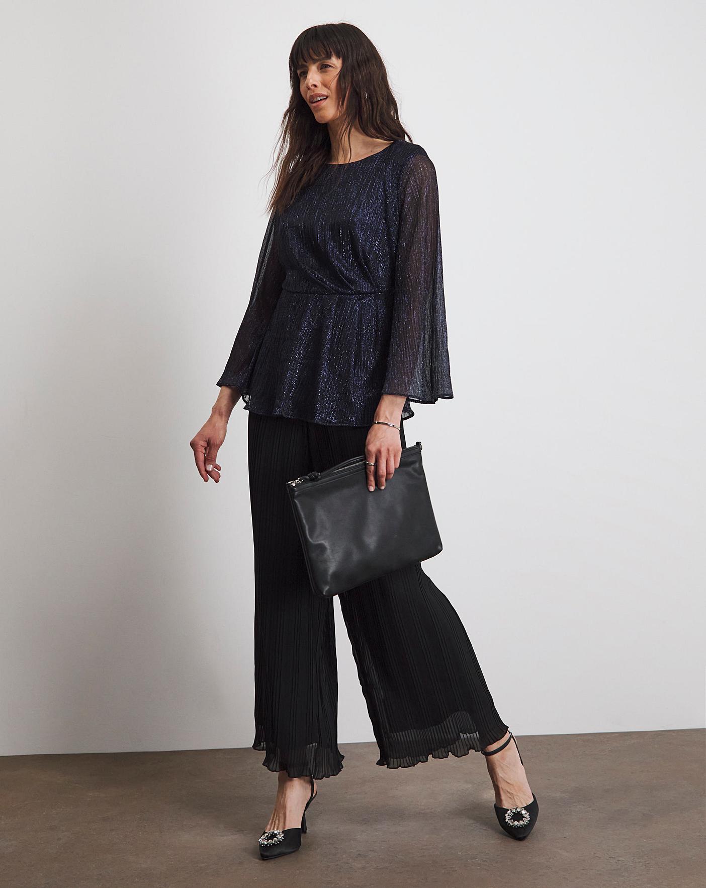 Joanna Hope Wrap Metallic Plisse Blouse | Marisota