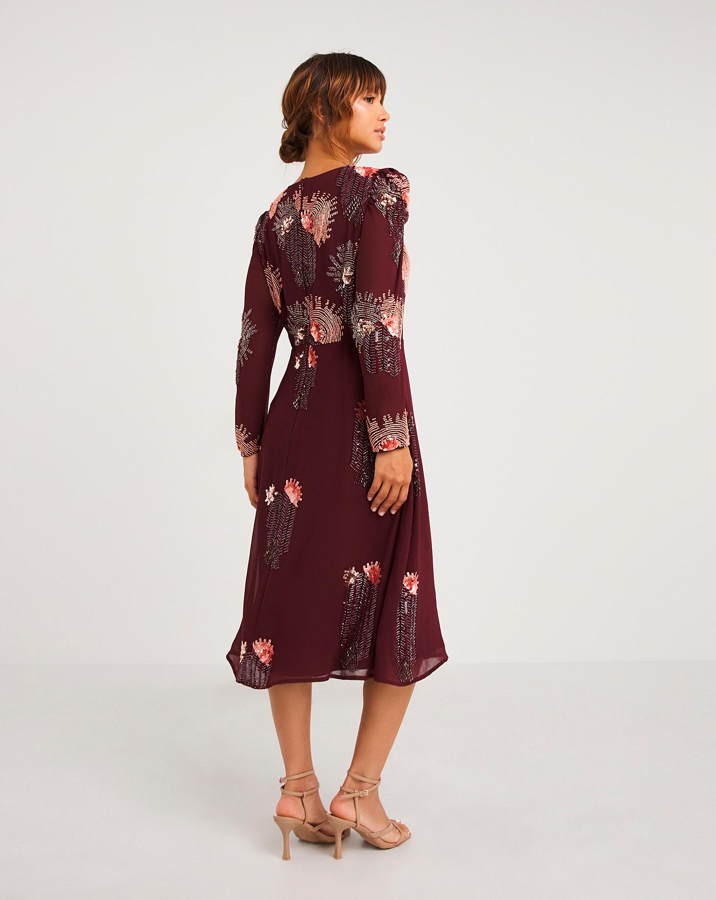 Joanna Hope Cassis Deco Beaded Dress | Premier Man