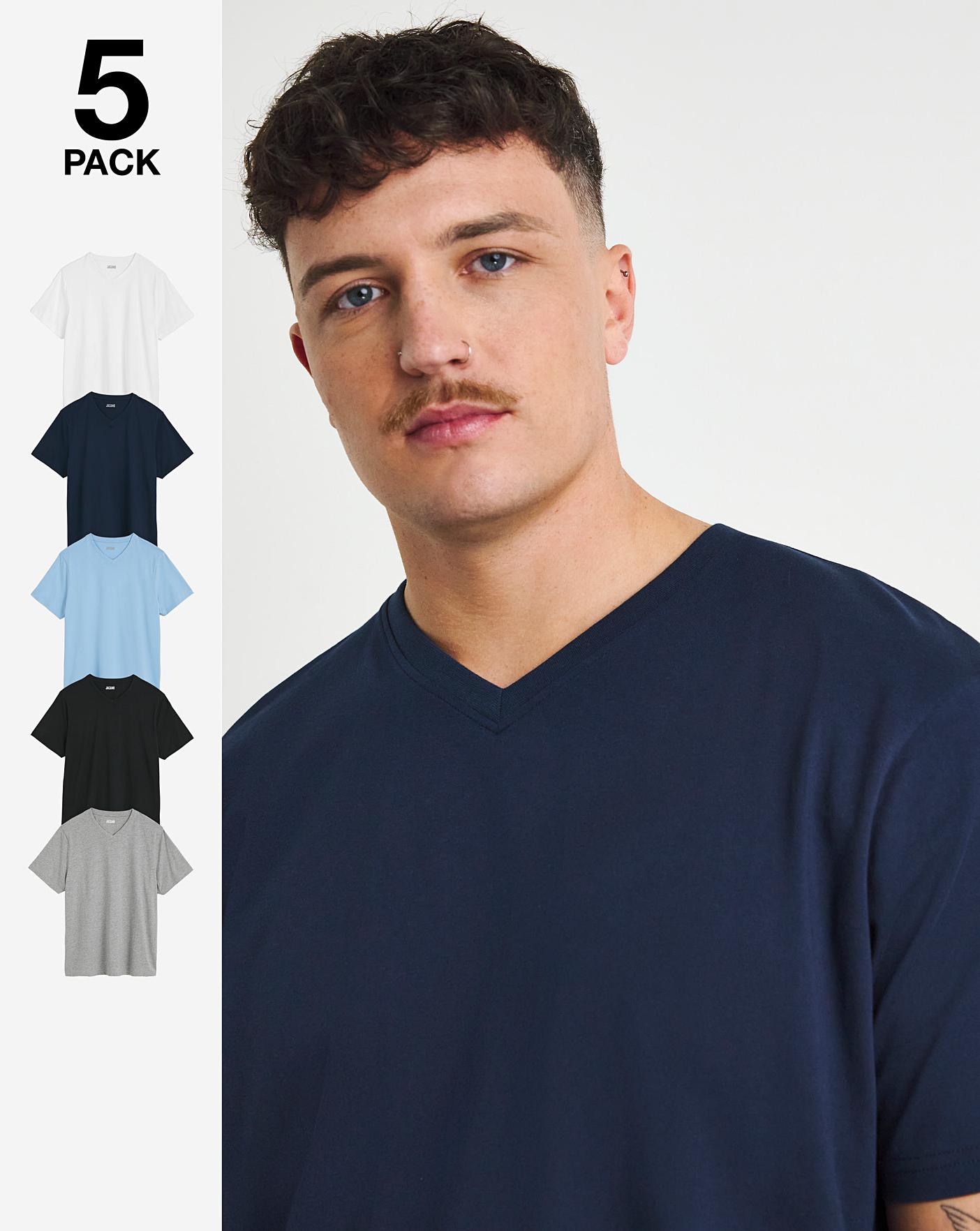 5 Pack Multi V Neck T-Shirts Long | Premier Man