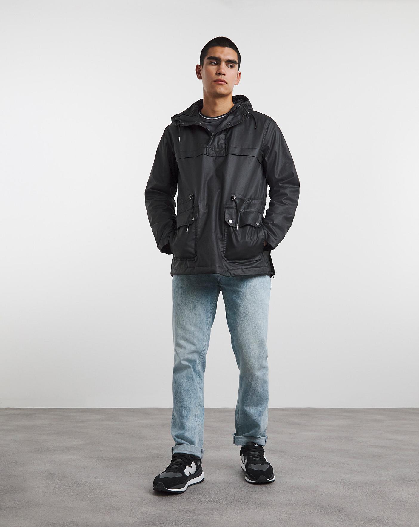 Black Cotton Wax Overhead Jacket | Marisota