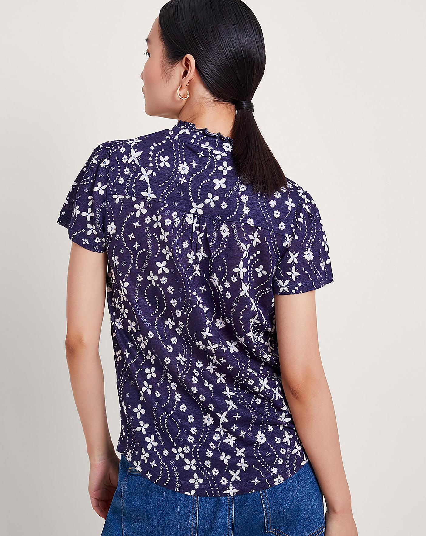 Monsoon Serena Floral Linen Top | J D Williams