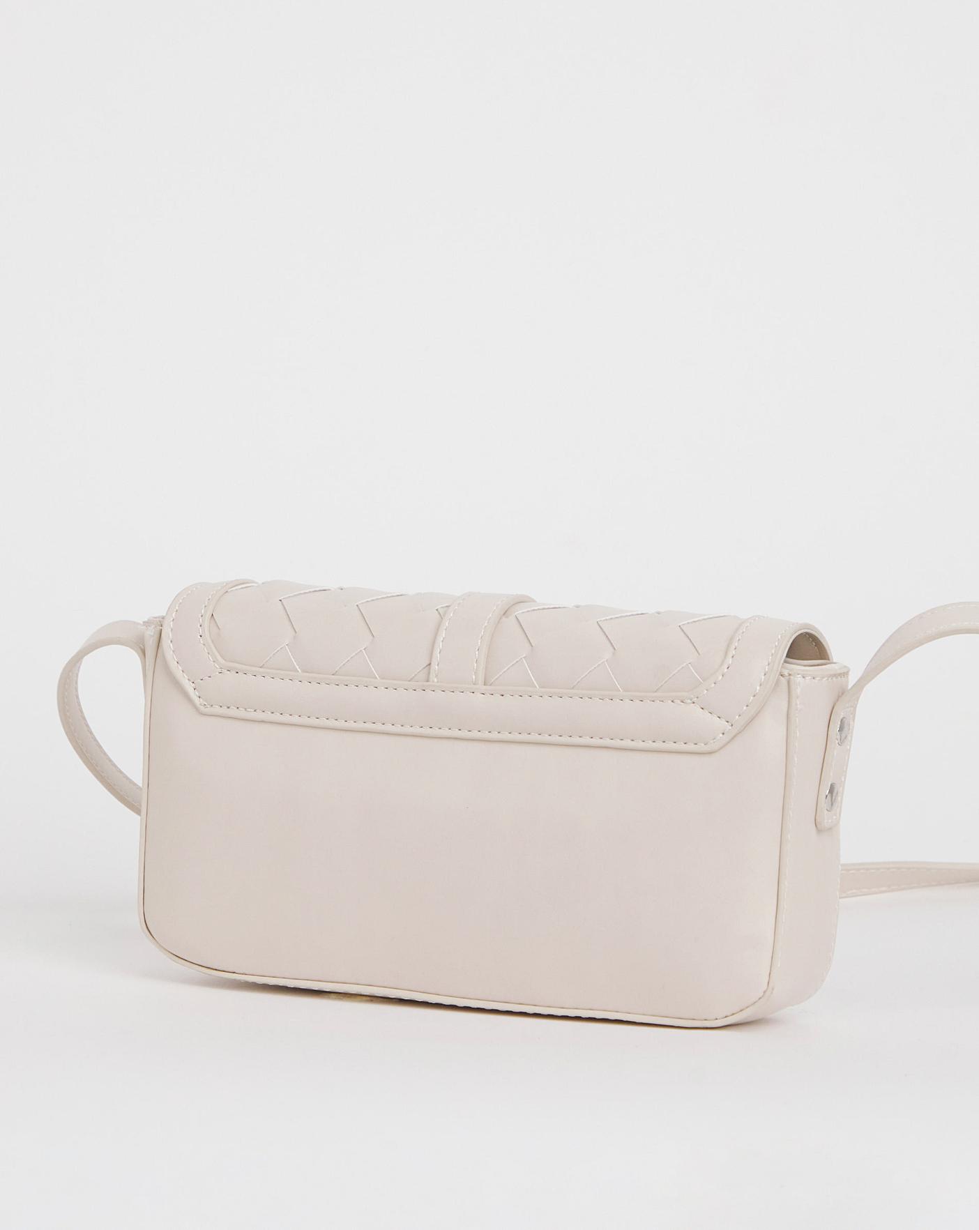 Ecru Woven Crossbody Bag | Fashion World