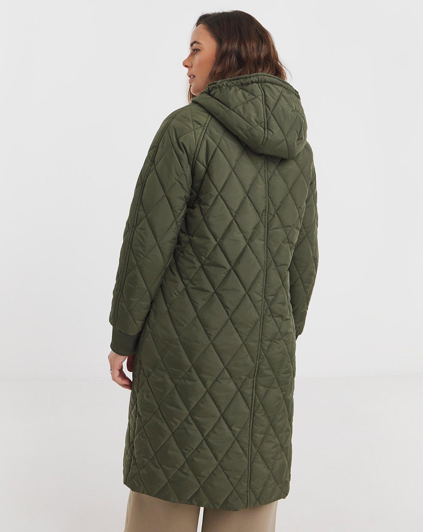 Khaki Mid Length Quilted Coat | Ambrose Wilson