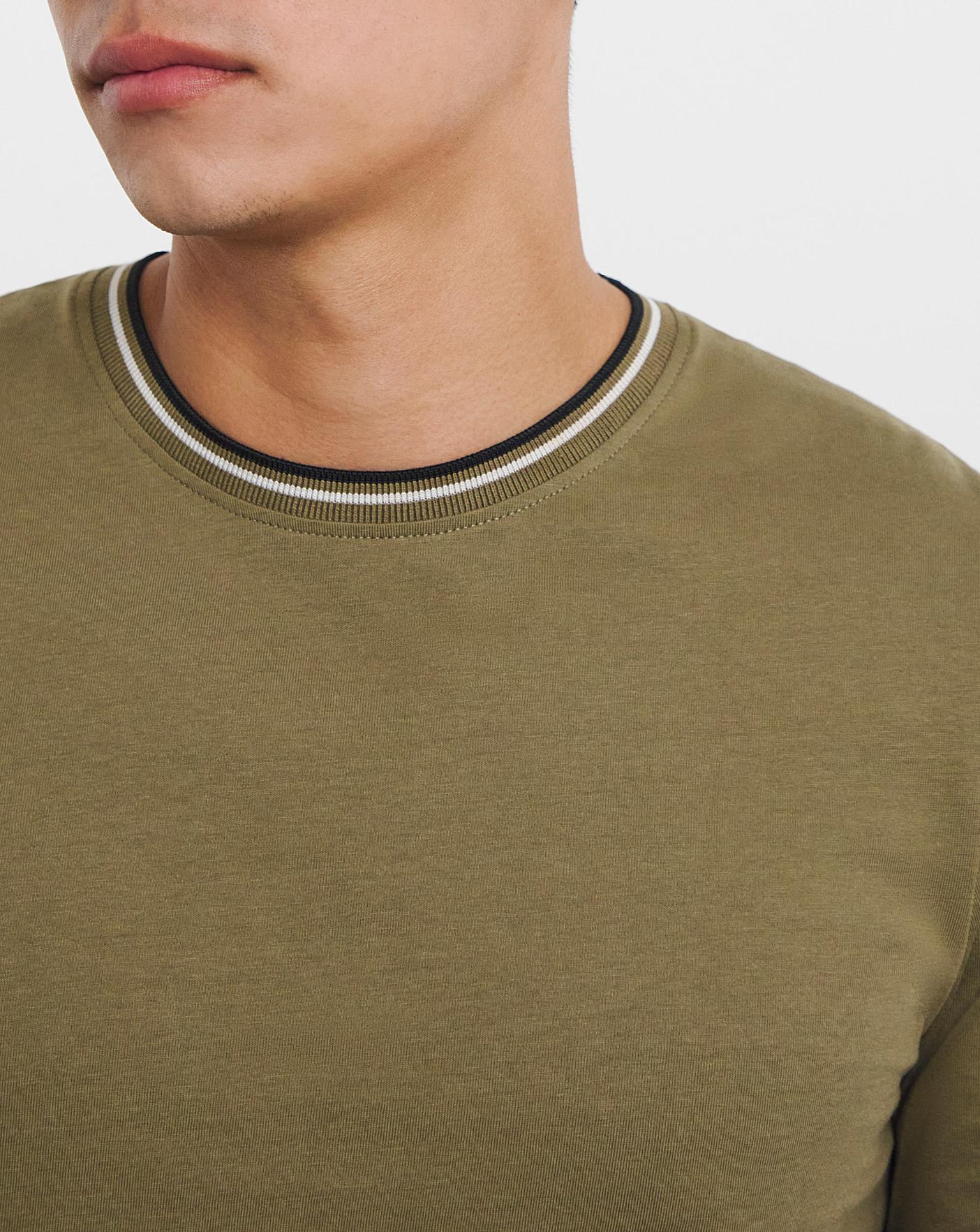 Long Sleeve Ringer Tipped T-shirt | Fashion World