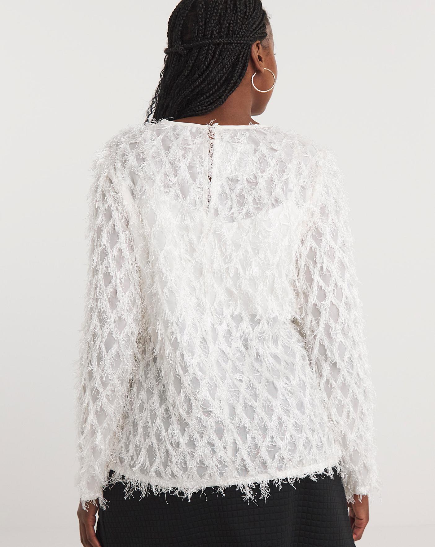 Ivory Long Sleeve Fluffy Top | Fashion World
