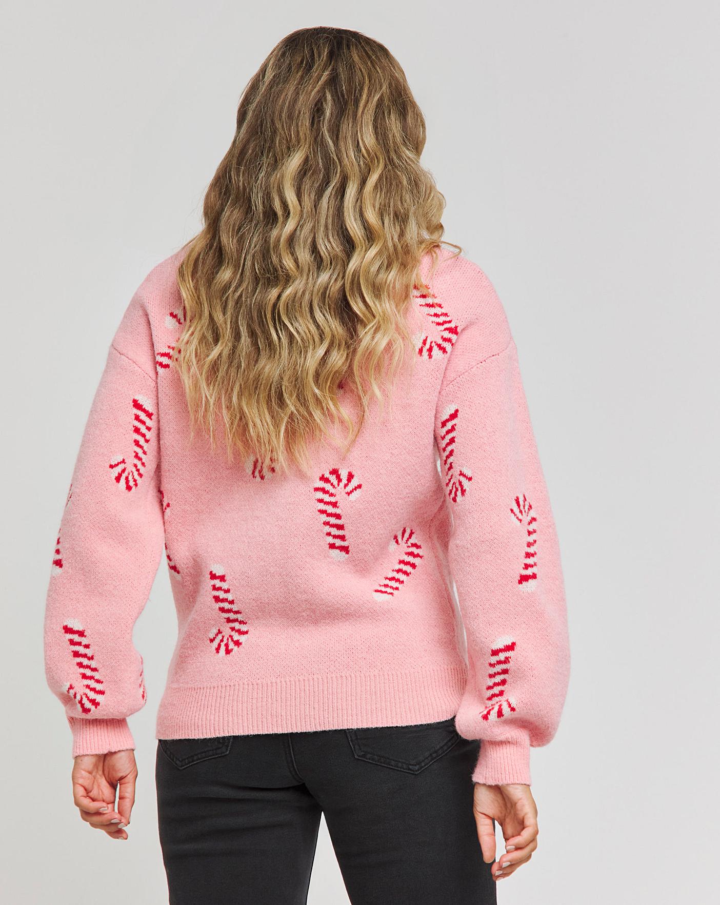 Pink Candy Cane Christmas Jumper | Fashion World