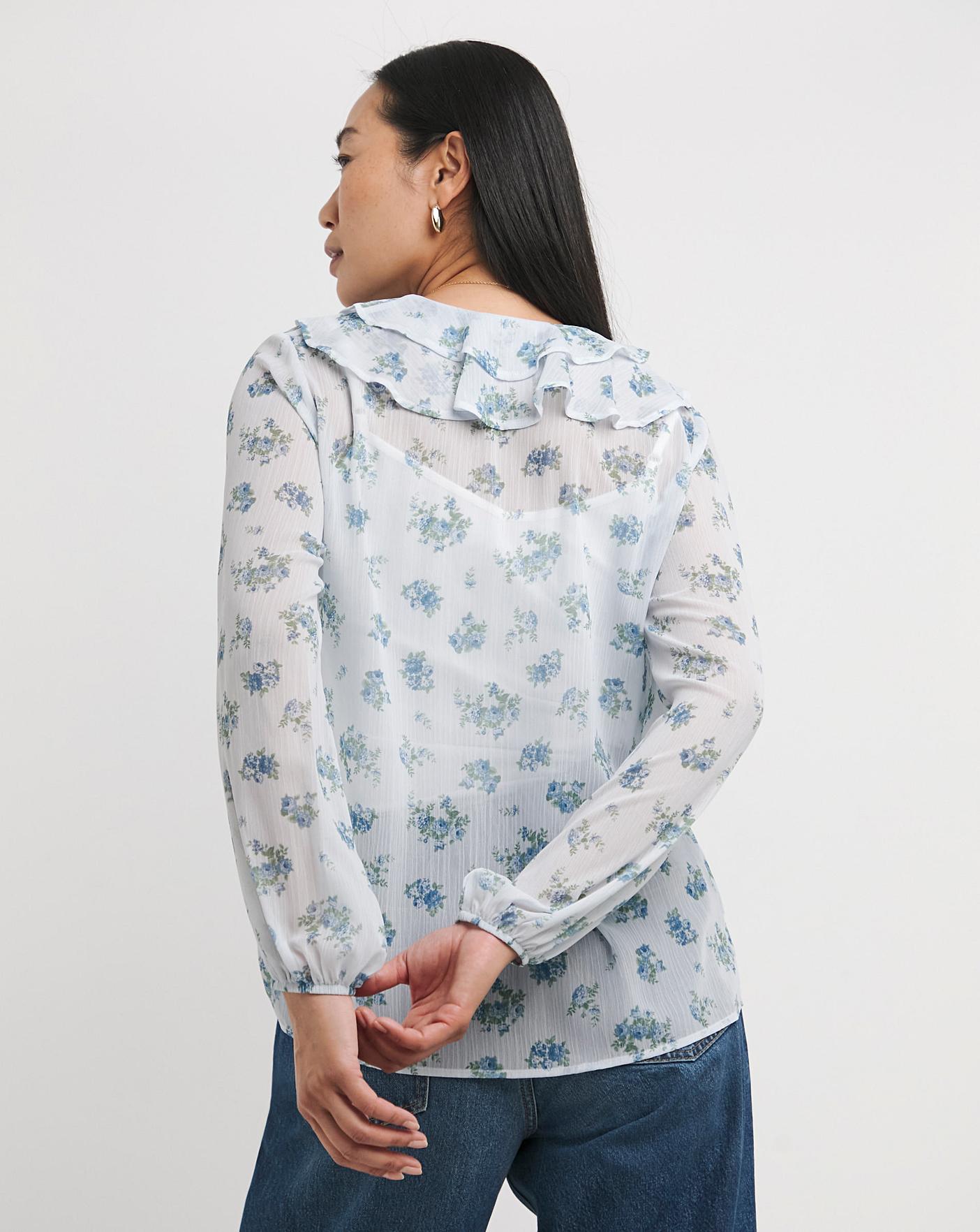 Chiffon Frill Neck Blouse | Premier Man