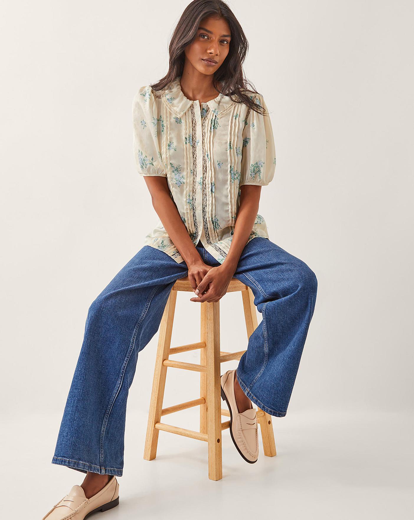 Monsoon Sorcha Floral Short Sleeve Shirt | Simply Be