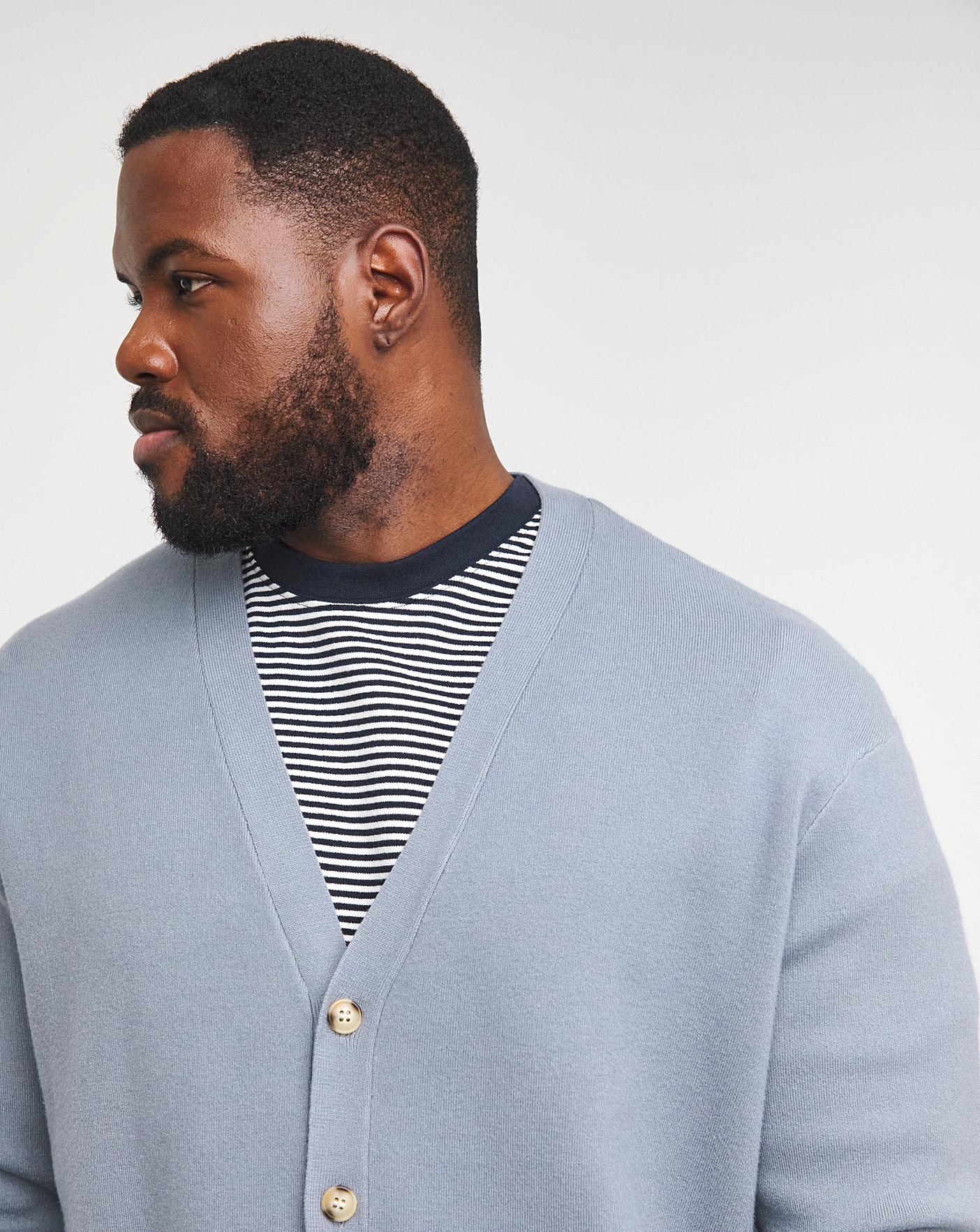 Soft Touch Blue Cardigan with Ecovero | Premier Man