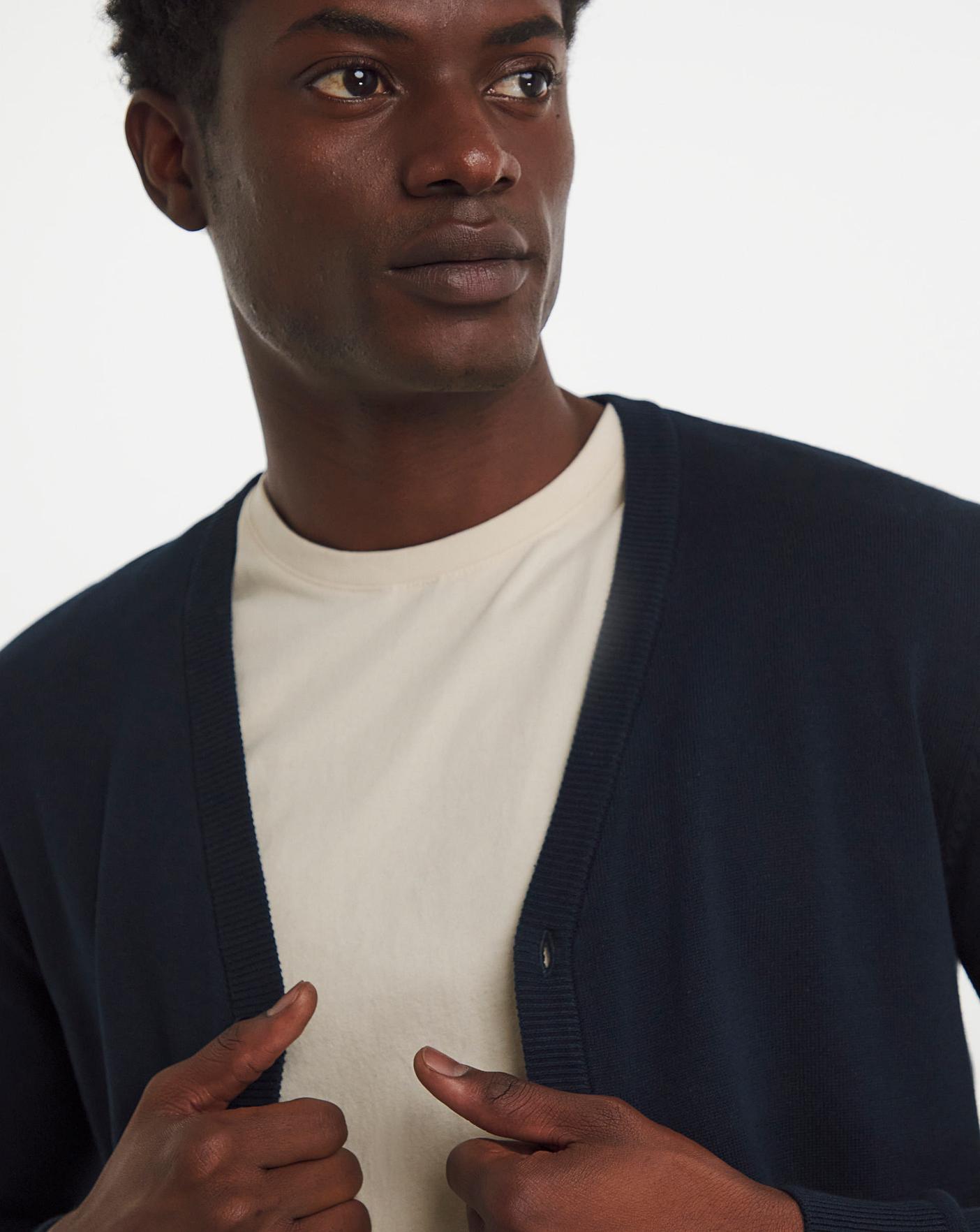 Dark Navy Cotton Cardigan | Premier Man