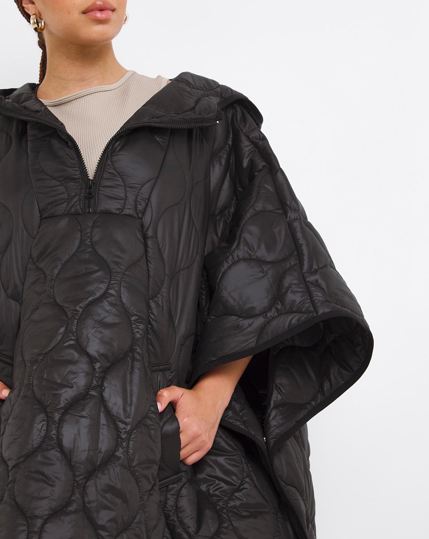 Black Quilted Poncho | Fashion World