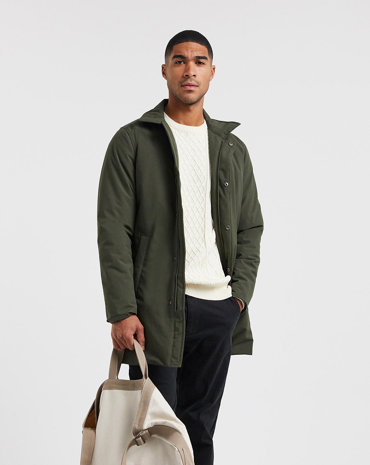 Khaki Padded Mac Coat | Premier Man