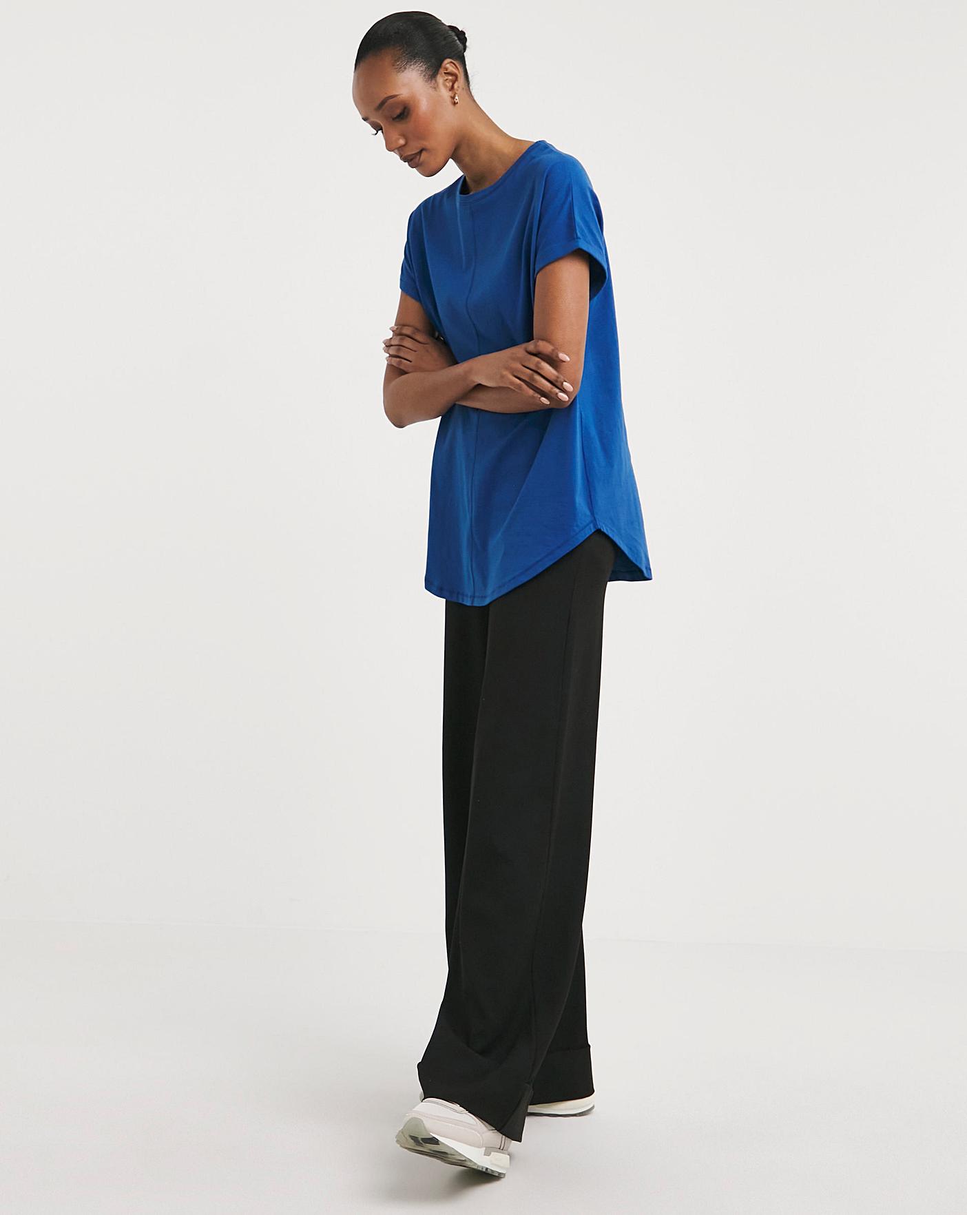 Blue Relaxed Short Sleeve Longline Top | Premier Man