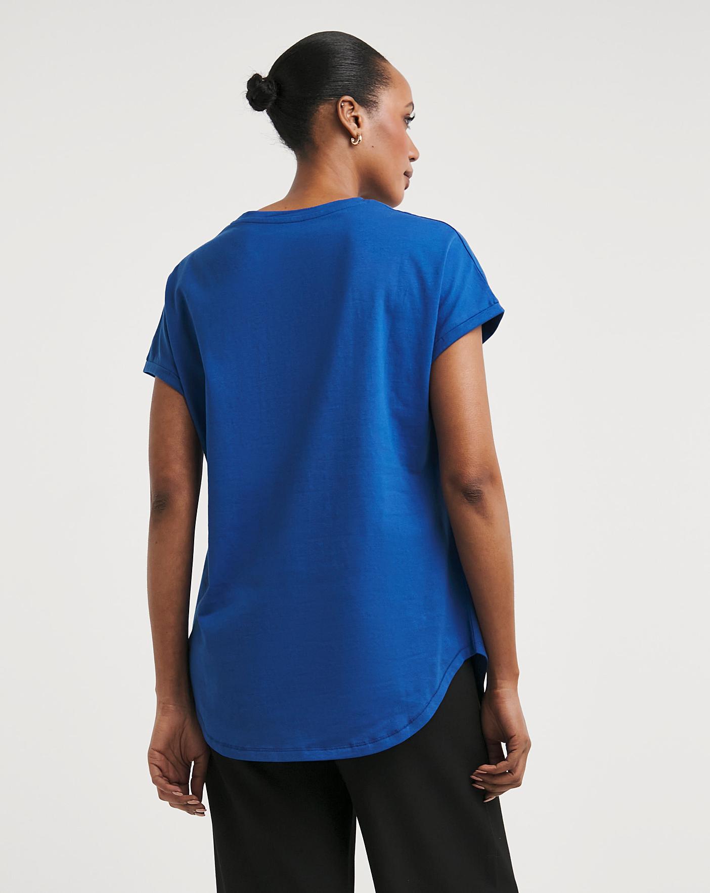 Blue Relaxed Short Sleeve Longline Top | Premier Man