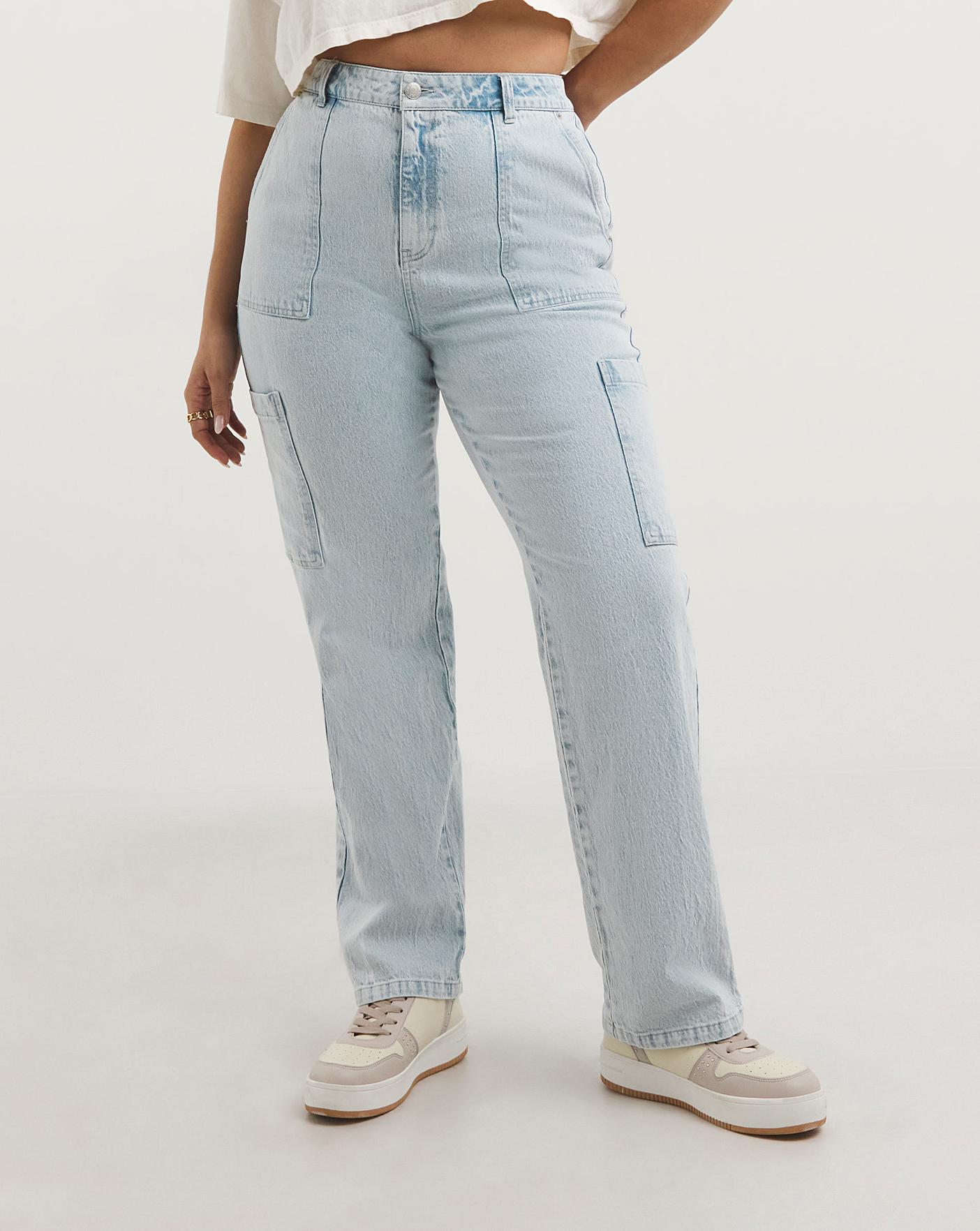 Light Blue Cargo Jeans | Fashion World