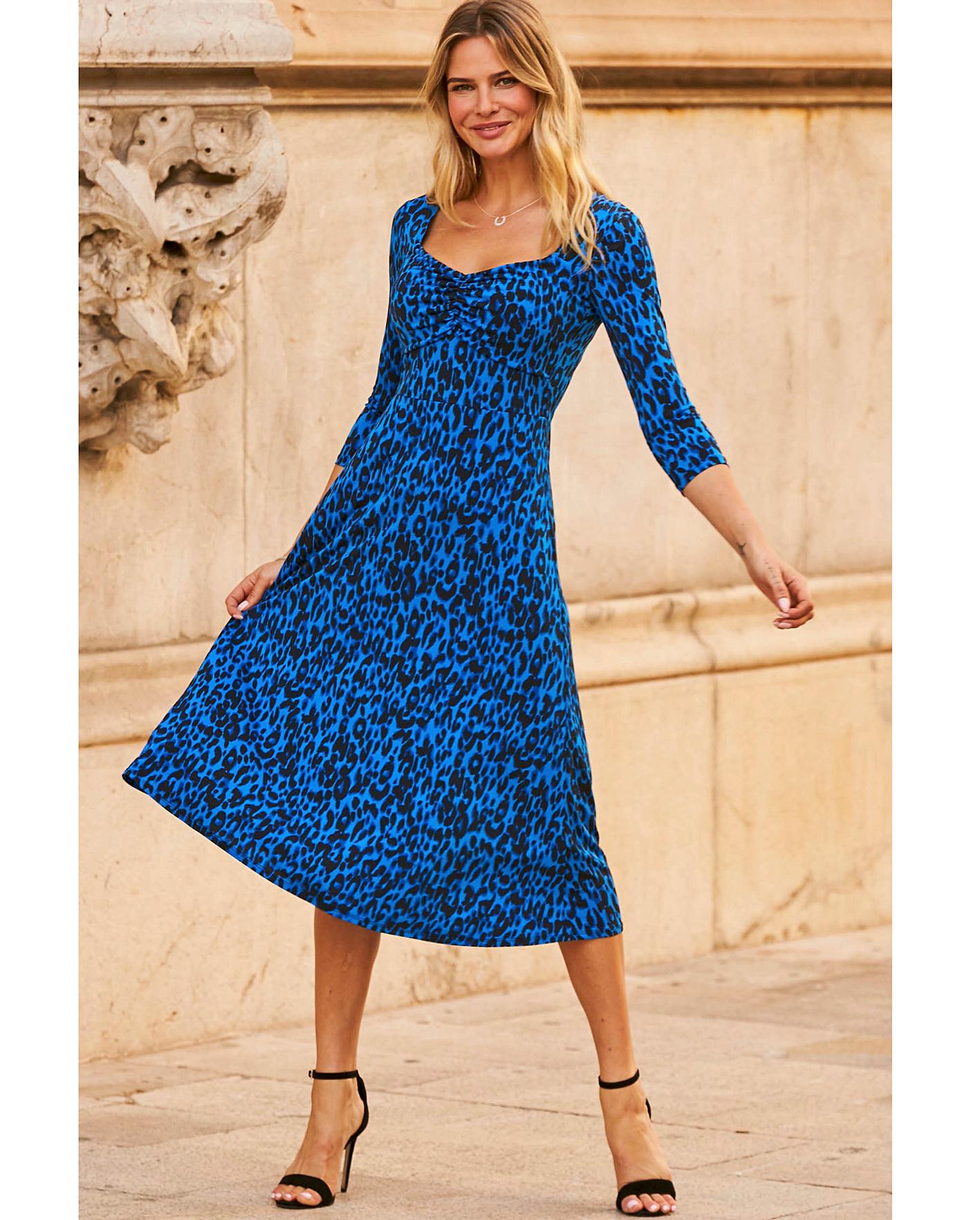 Sosandar Leopard Print Midi Dress J D Williams