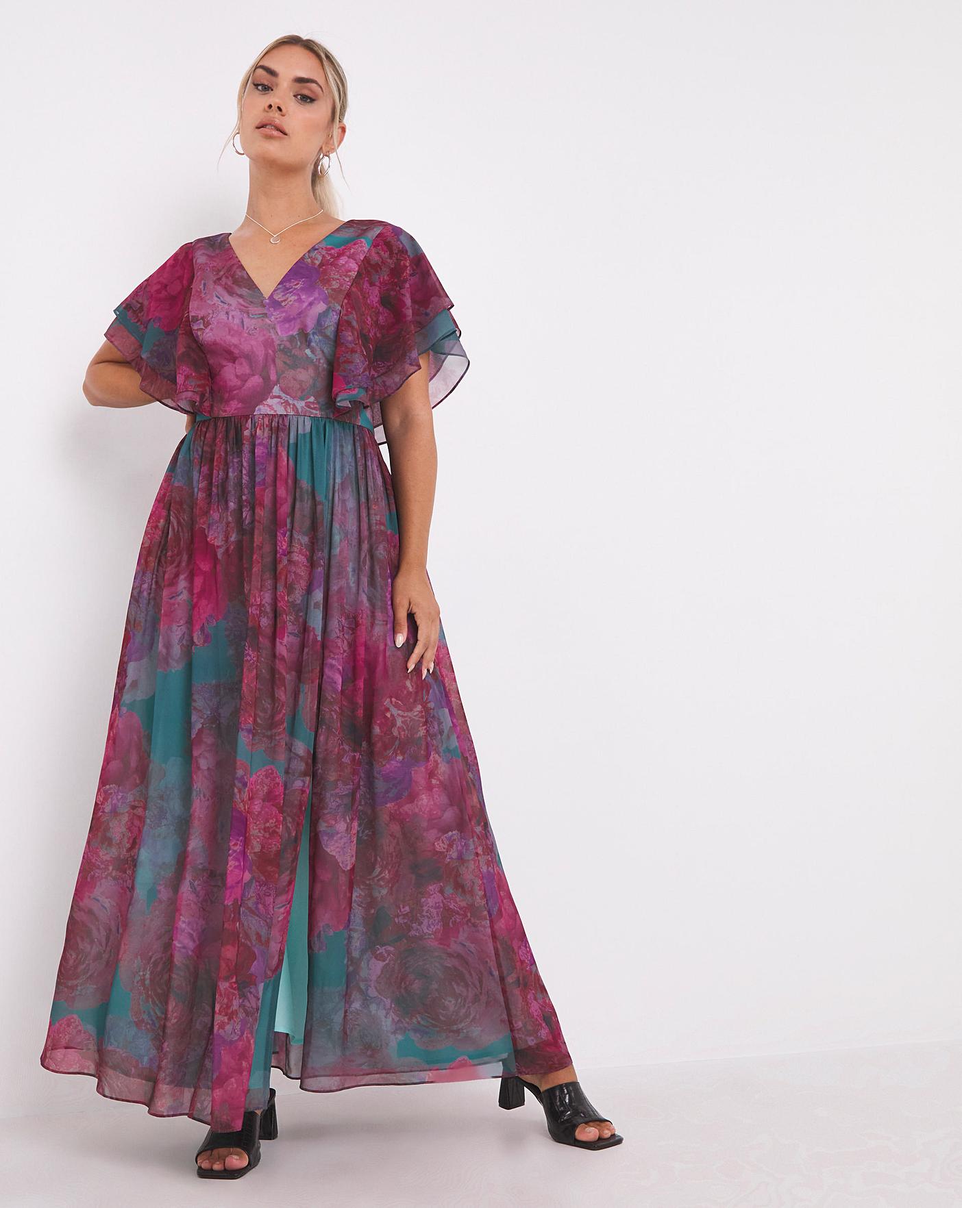 Chi Chi Flutter Sleeve Floral Maxi Dress | Fashion World