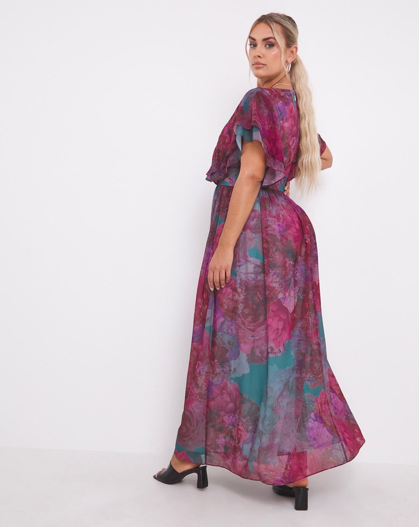 Chi Chi Flutter Sleeve Floral Maxi Dress | Fashion World