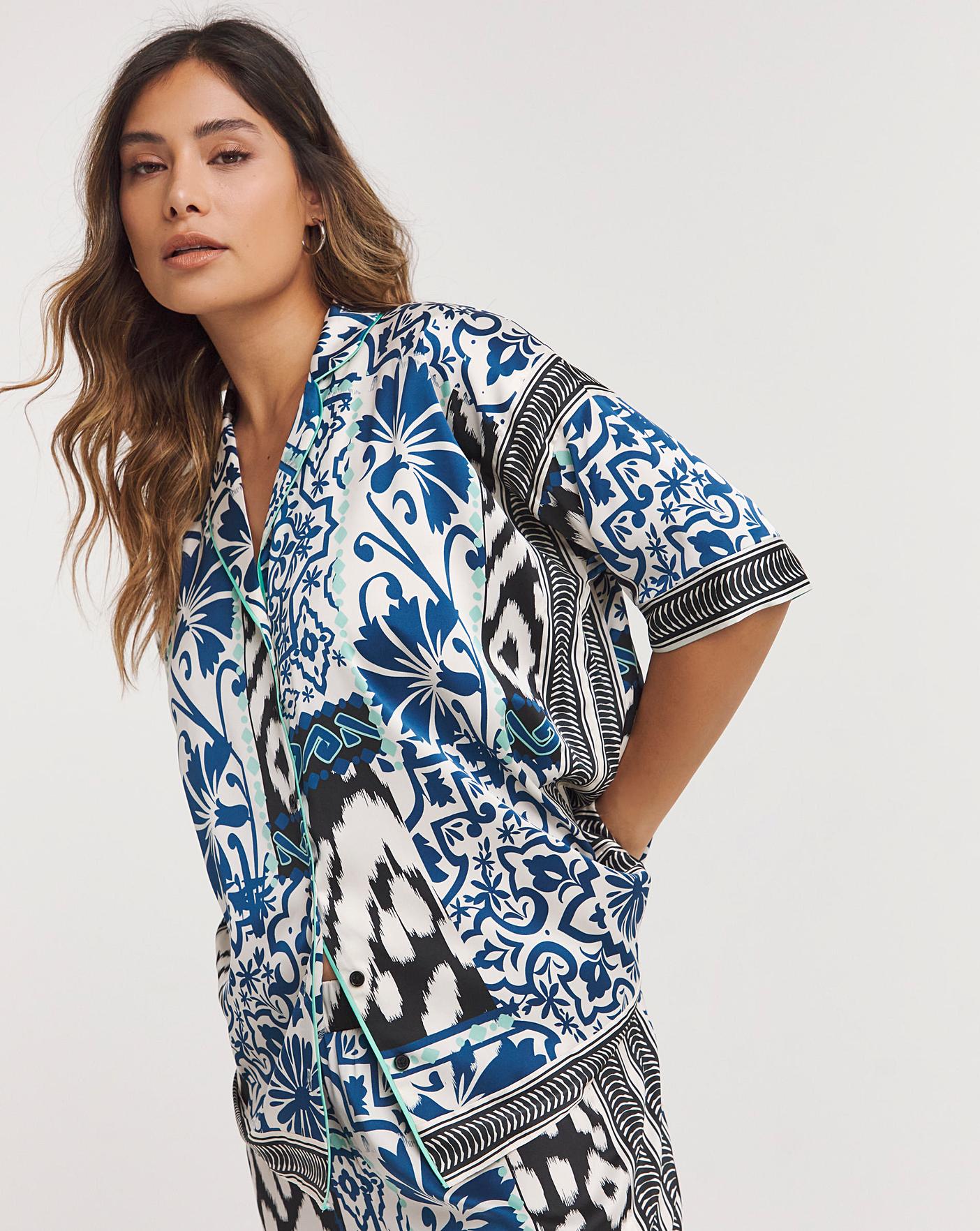 Stretch Satin Button Through PJ Set | Ambrose Wilson