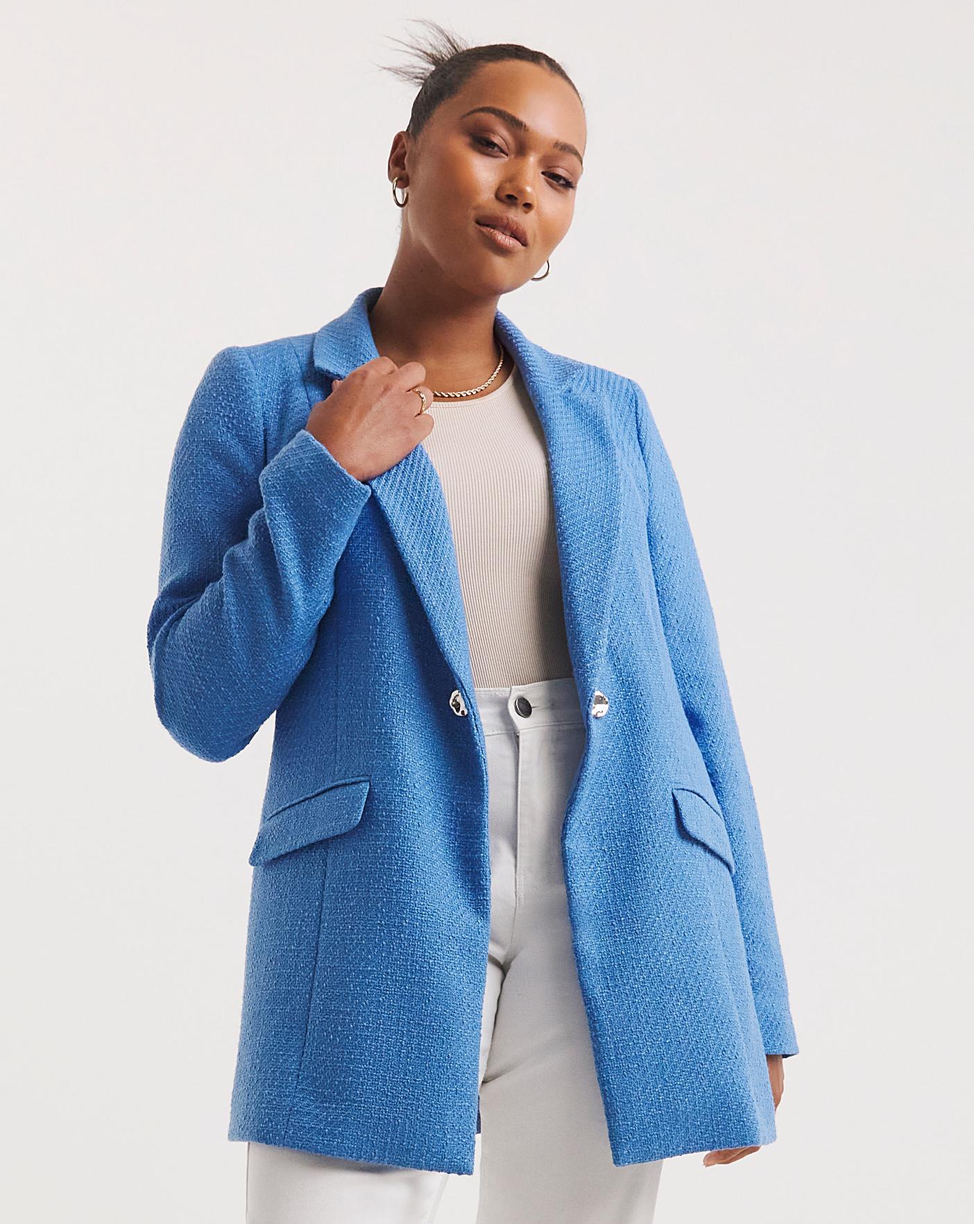 Blue Edge To Edge Boucle Blazer | Fashion World
