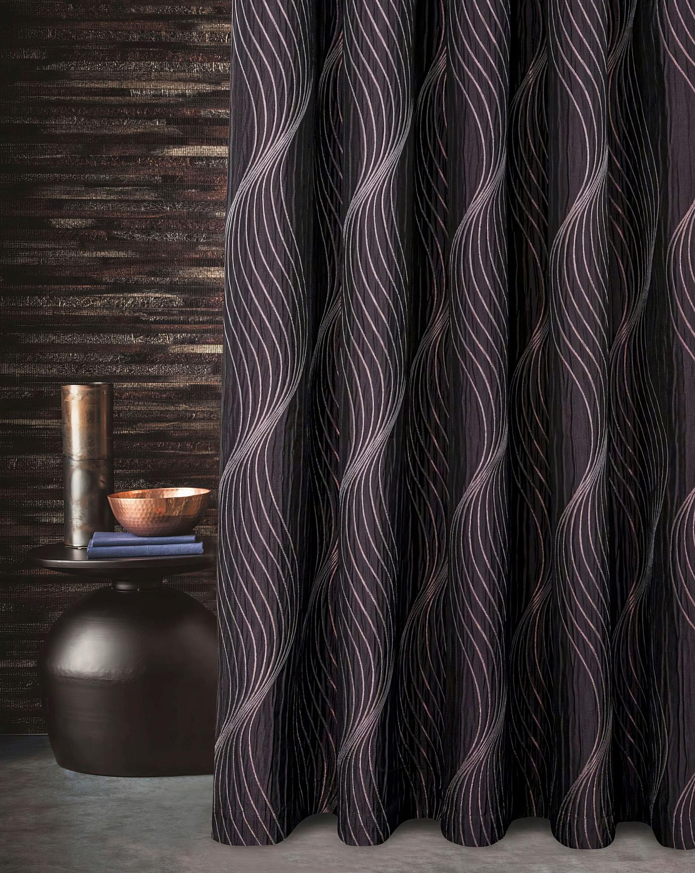 Zen Jacquard Lined Pencil Pleat Curtains | Fashion World
