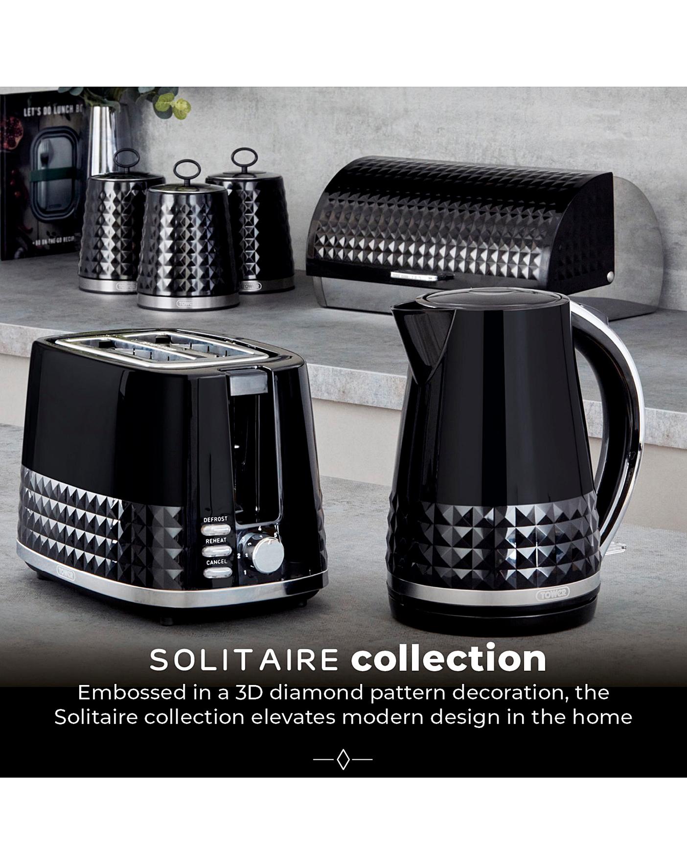 Tower Solitaire Set of 3 Canisters-Black | Oxendales