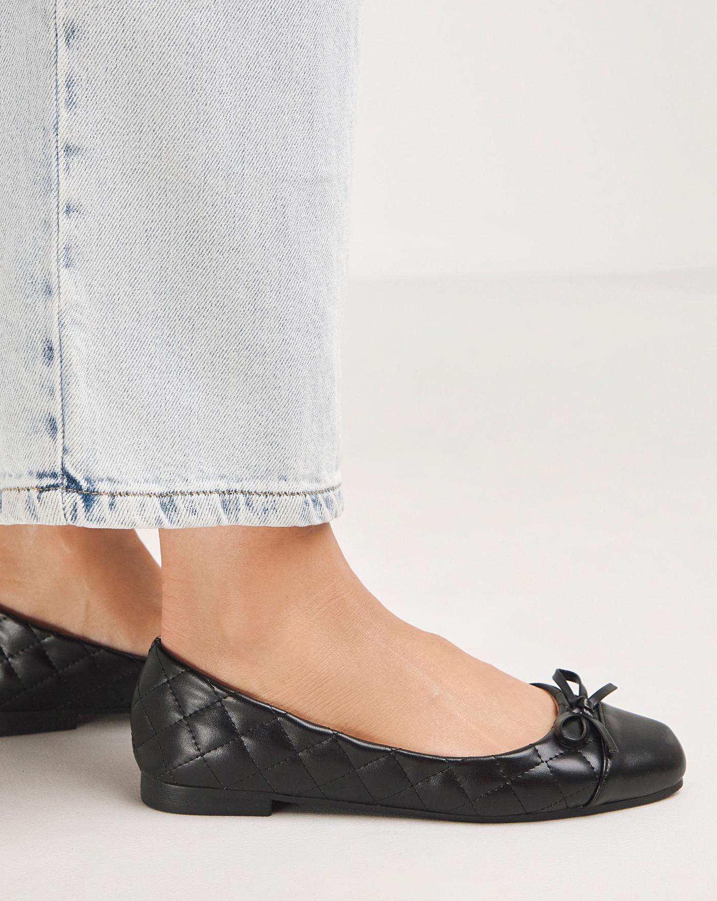 Quilted Toe Cap Ballerina EEE Fit | Marisota