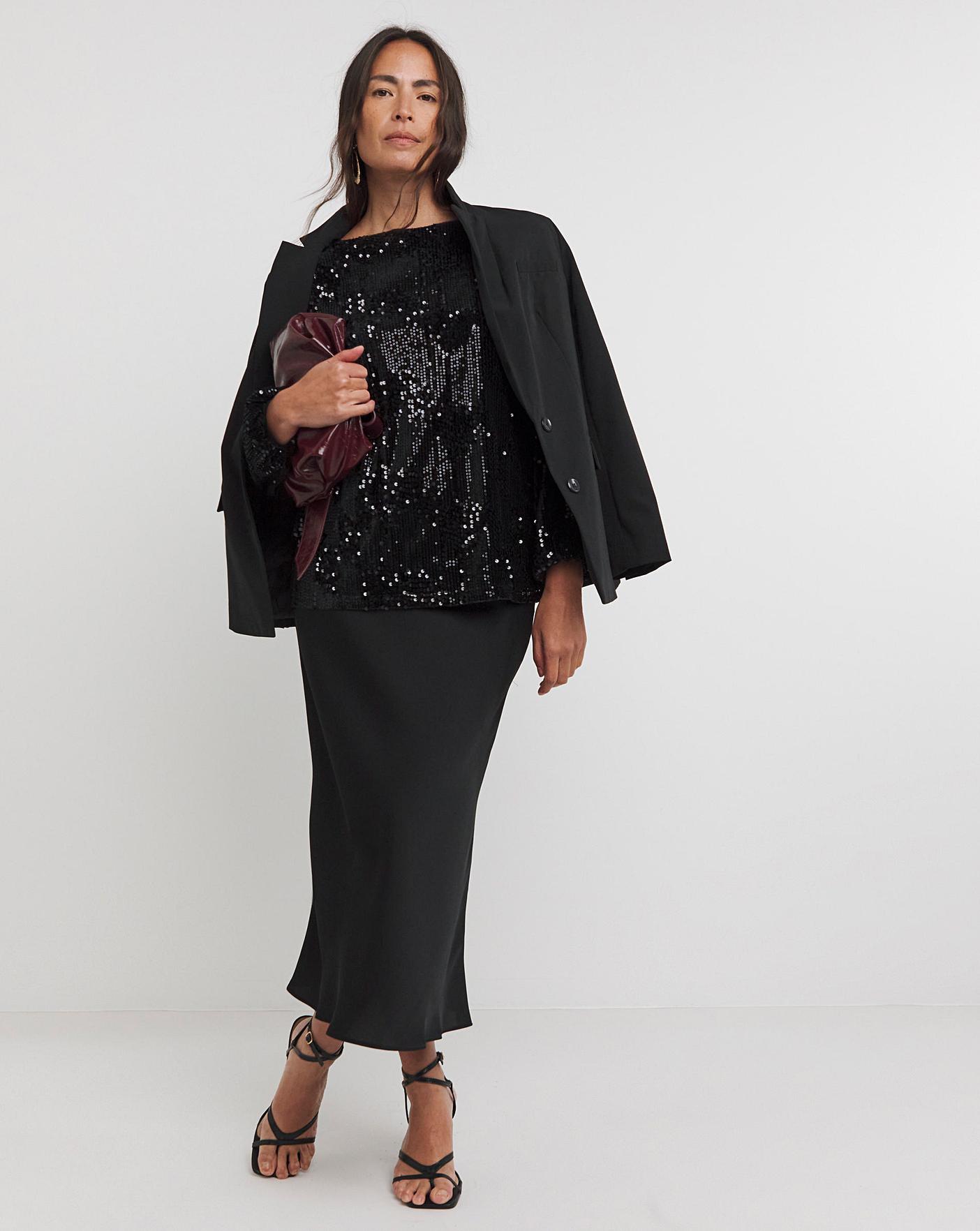 Sequin Velvet Slash Neck Volume Sleeve | Marisota