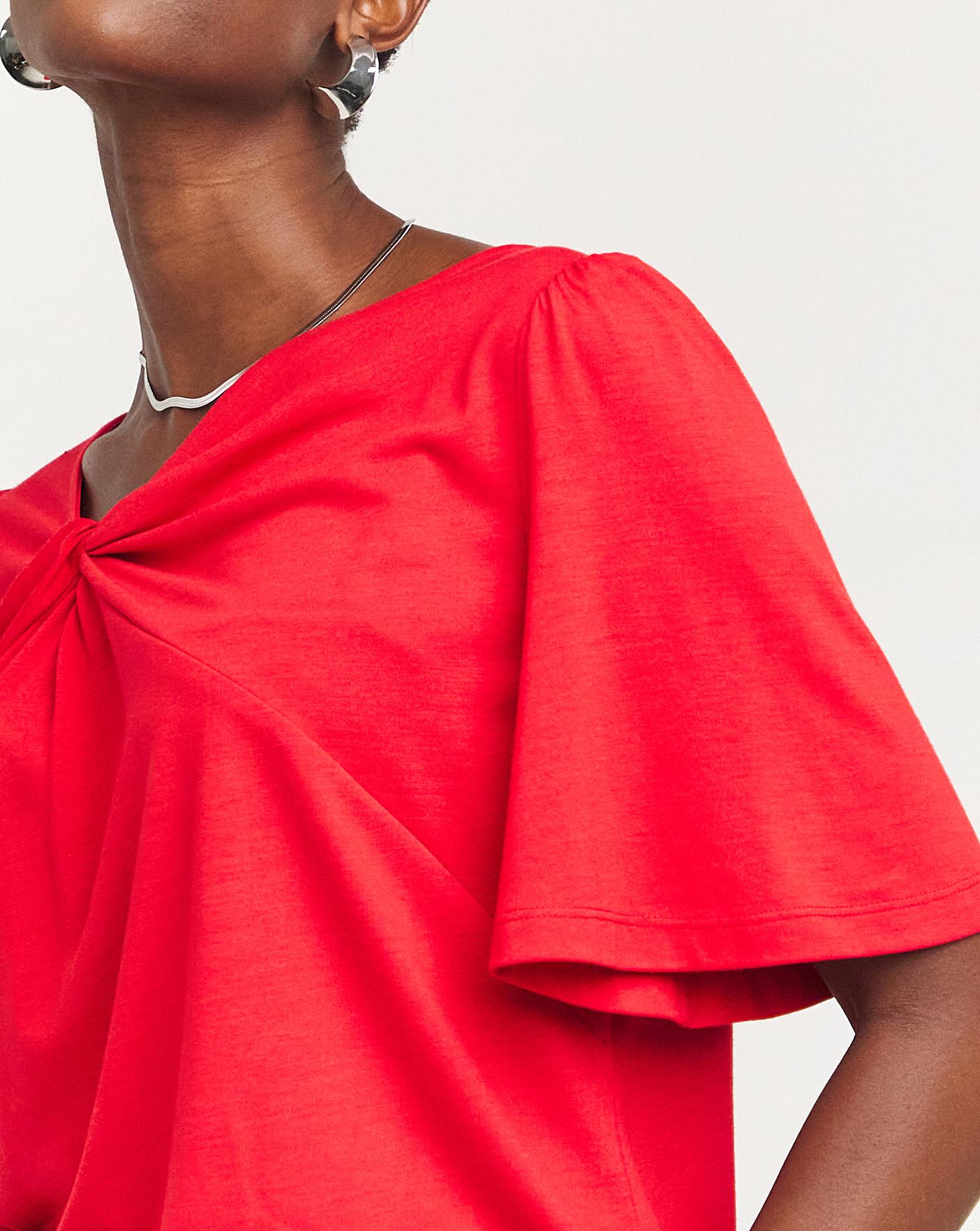 Twist Detail Angel Sleeve Top | Fashion World