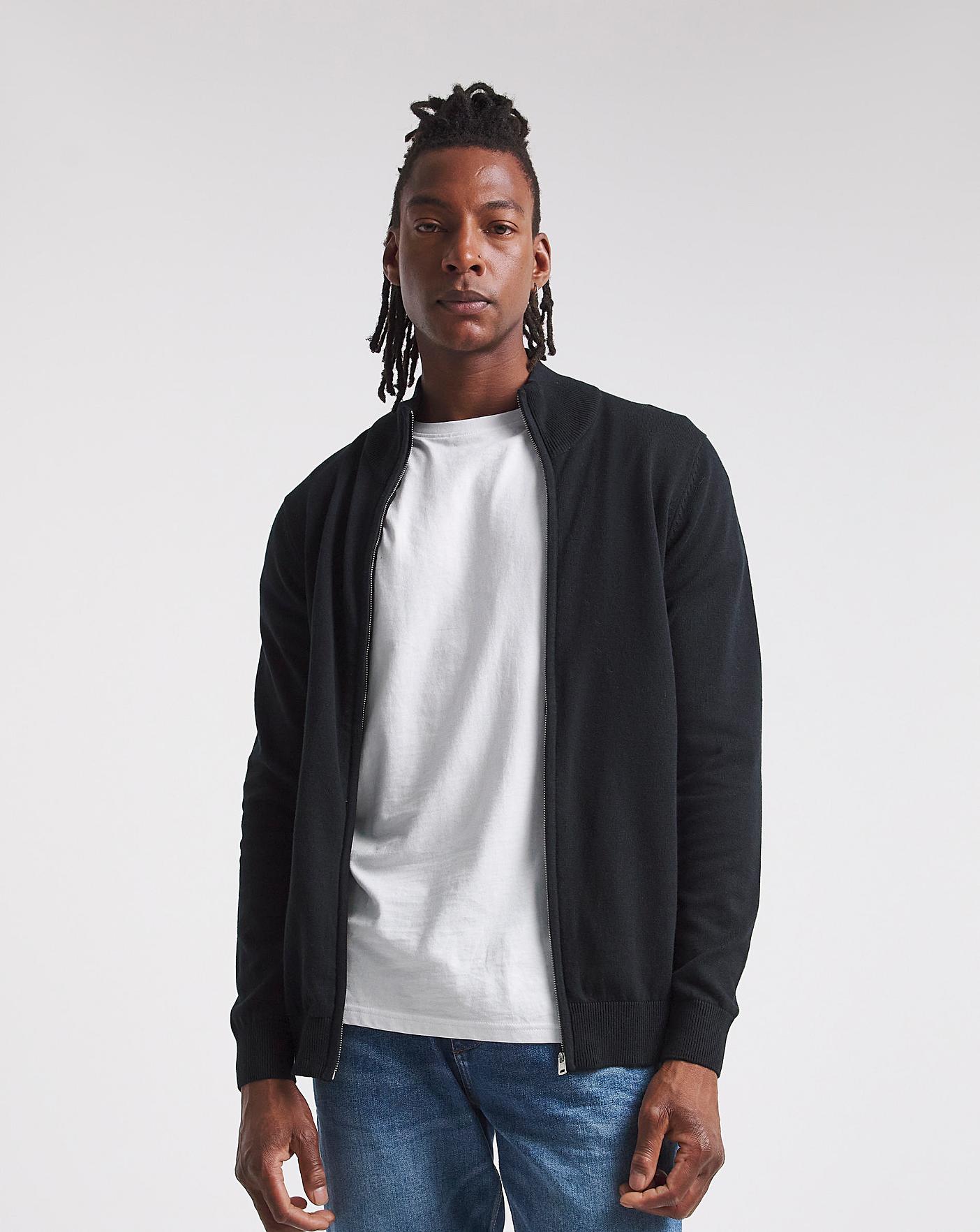 Black Zip Through Funnel Neck Cardigan | J D Williams