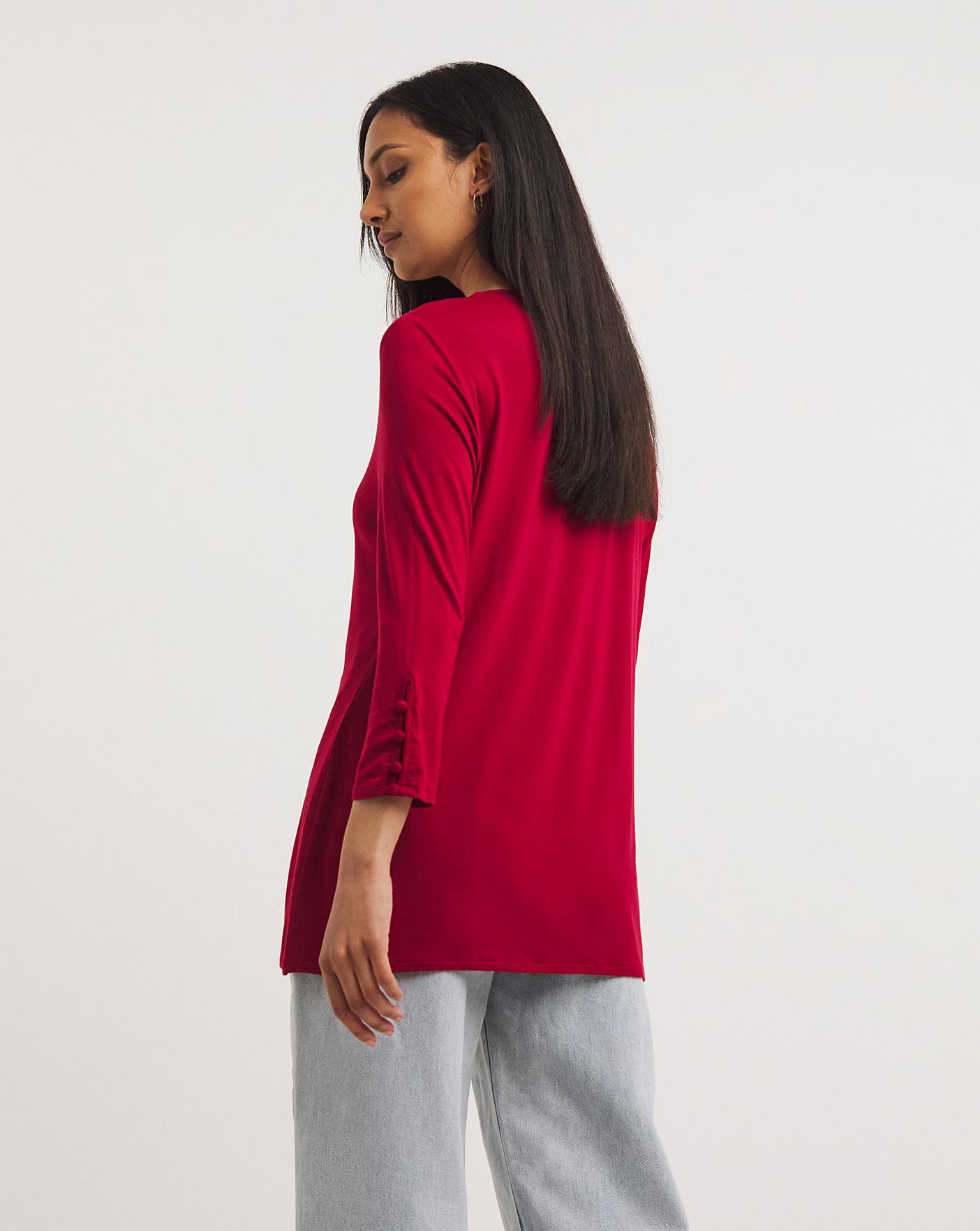 Button Detail V Neck Top | Fashion World