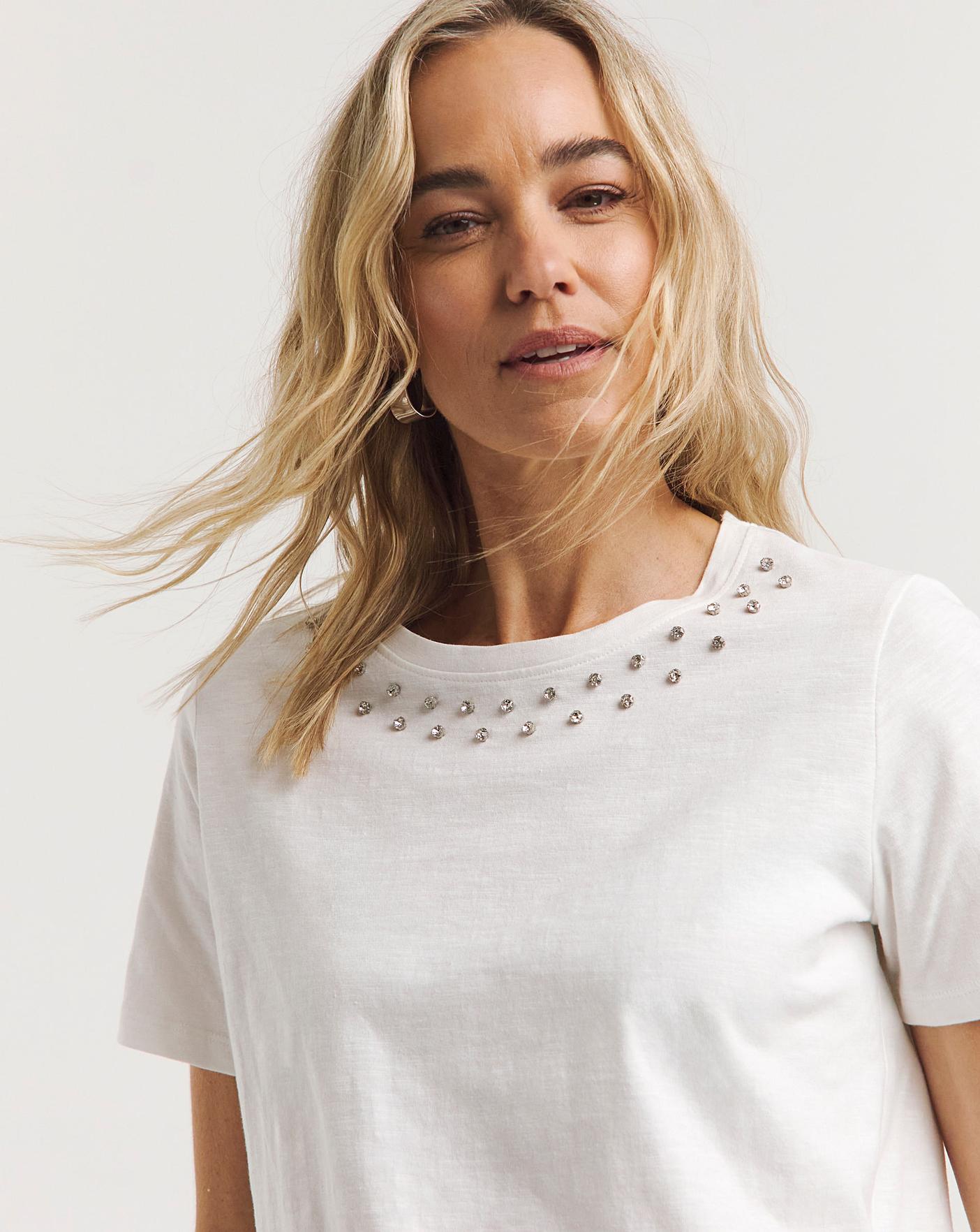Diamante Trim T-Shirt | Marisota
