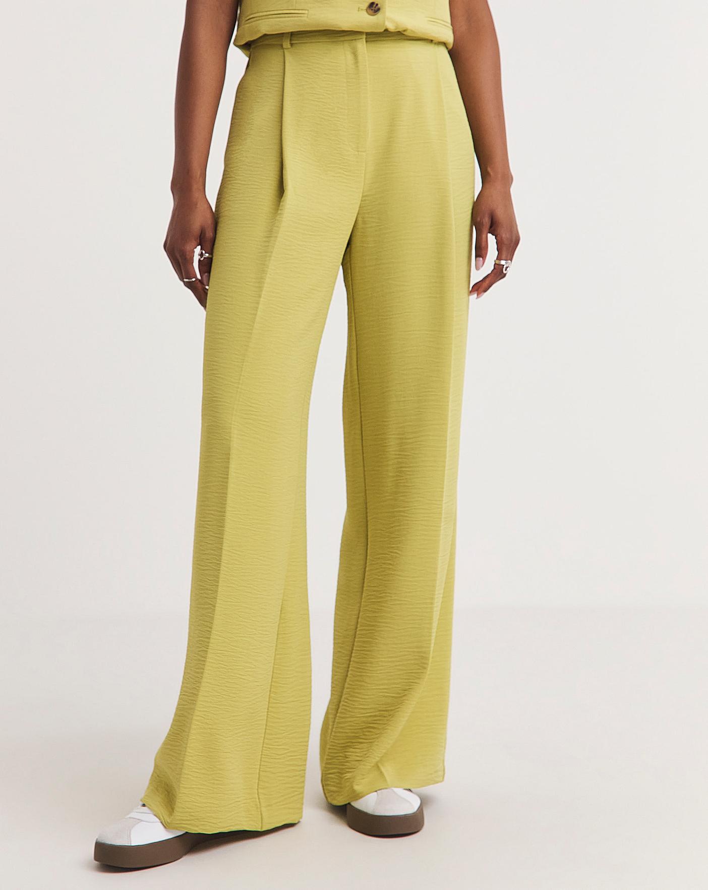 Textured Pleated Wide Leg Trousers Ambrose Wilson